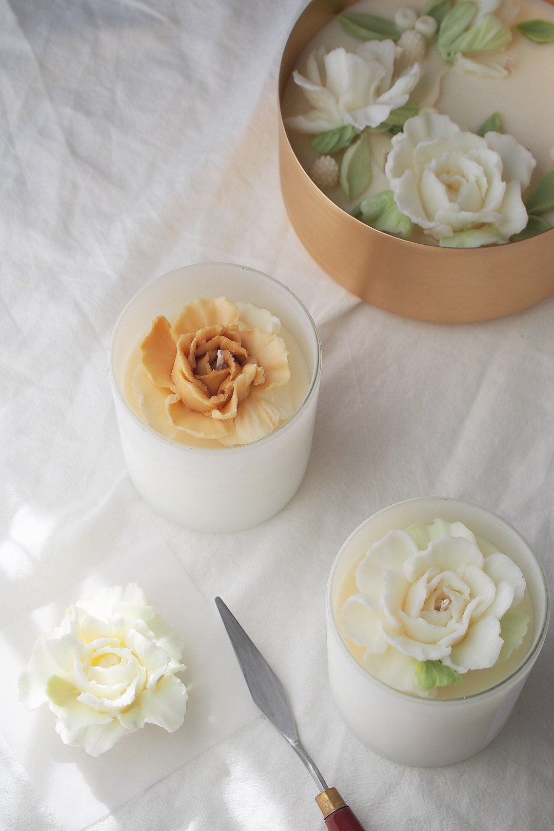 One Flower Sculpture Wax Candle, Gradient Flower Candle, Soy Candle ...