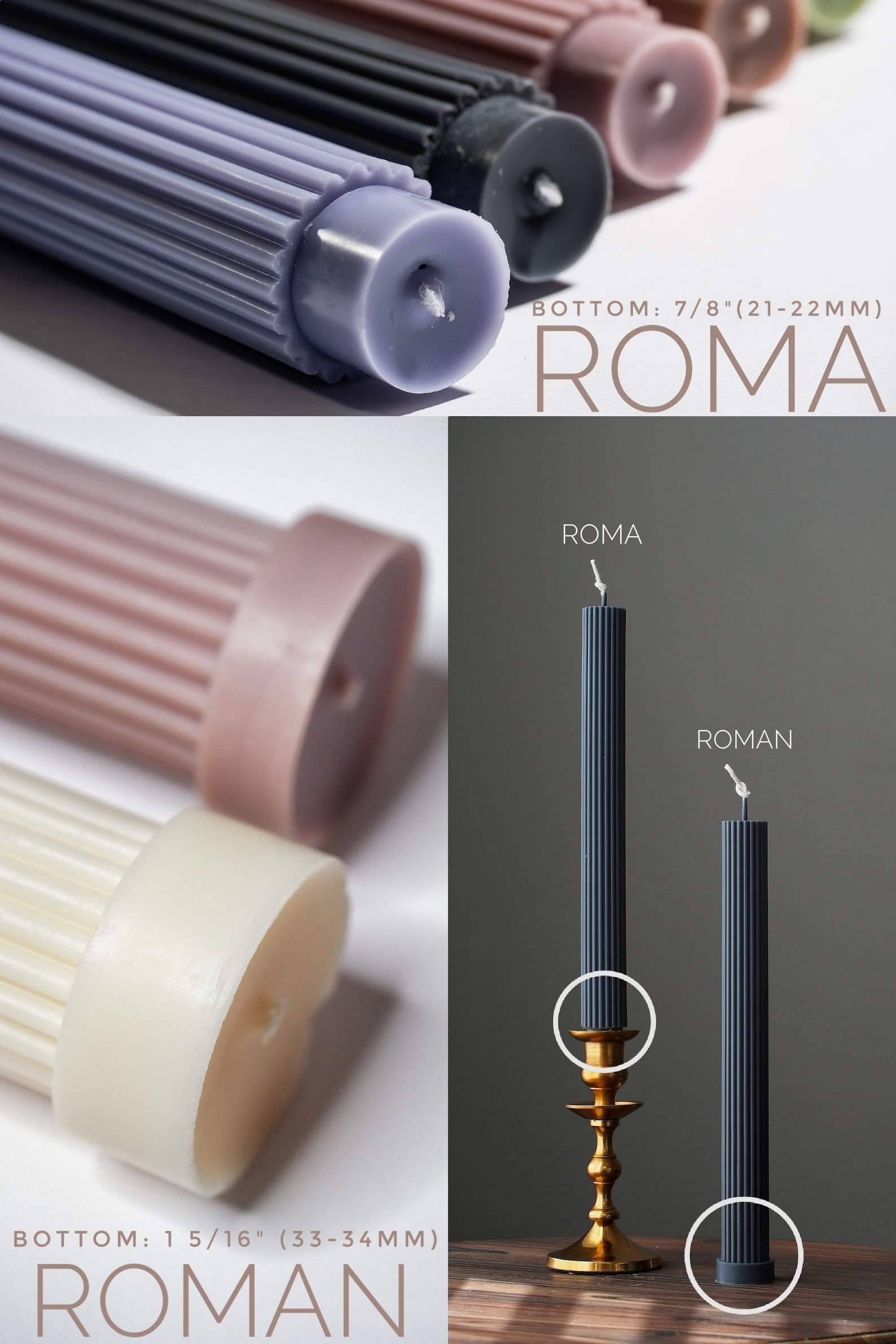 Roman Ribbed Candle Soy & Beeswax Candle Unscented Candles - Etsy Canada