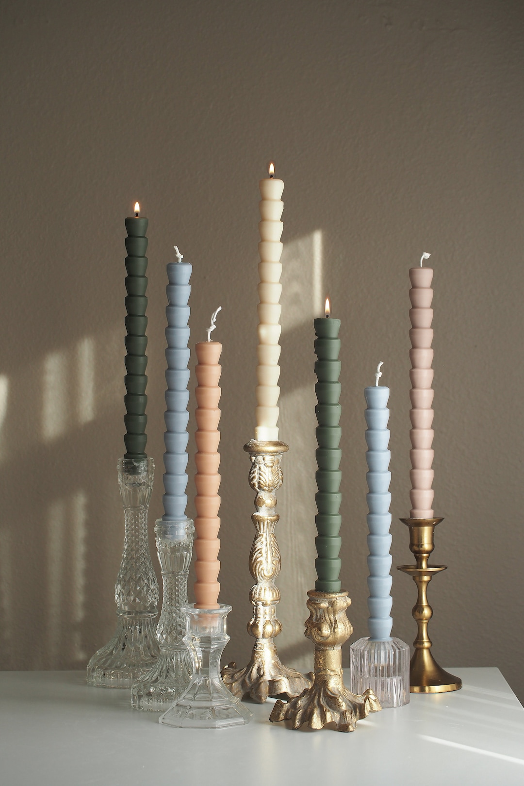 Handmade Bamboo Taper Candle, Stacked Soy Beeswax, 10" (1 Pair) - Etsy