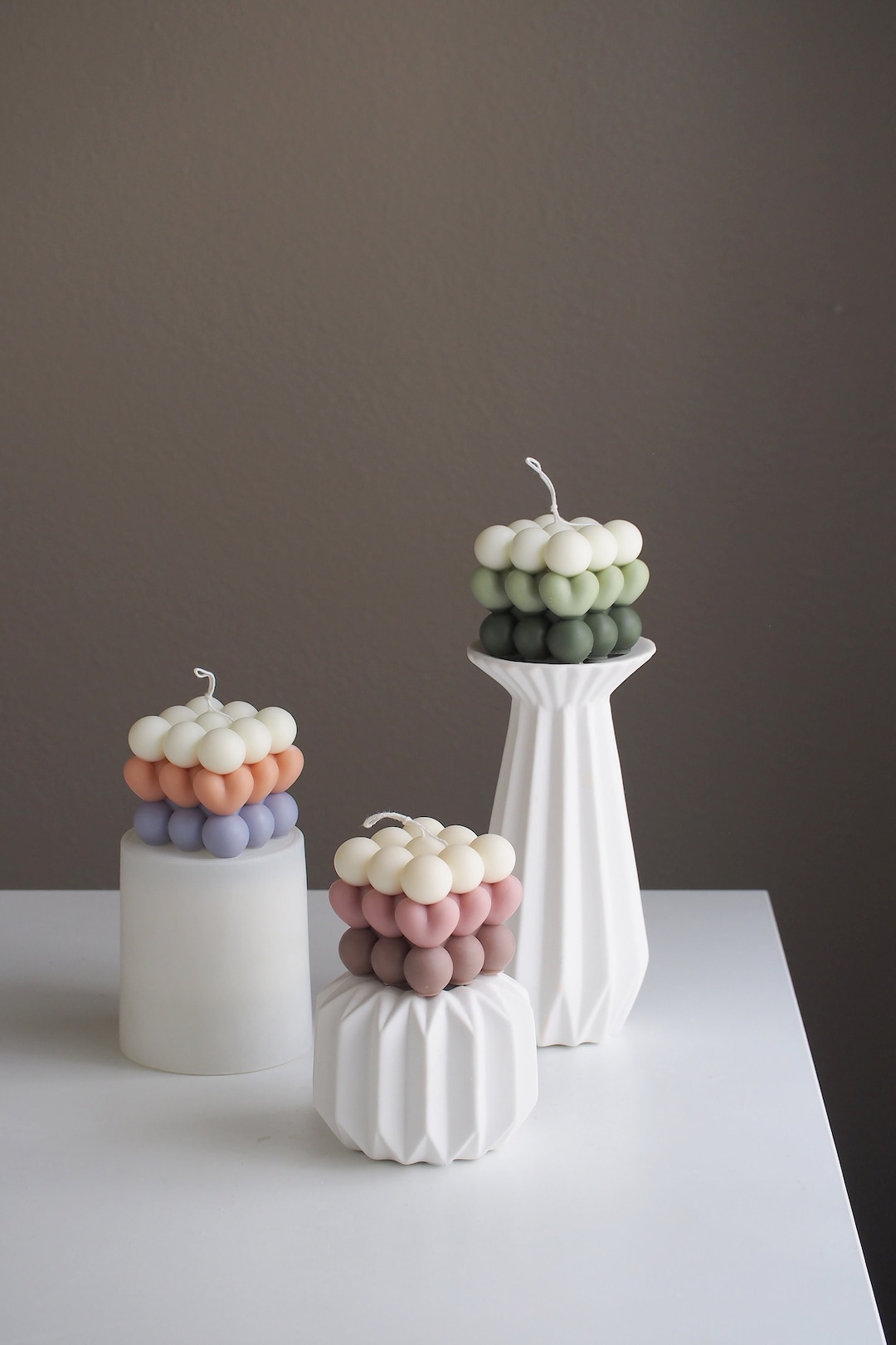 Bubble X Heart Shaped Candle, Mixed Color Candle, Soy Beeswax Candle ...