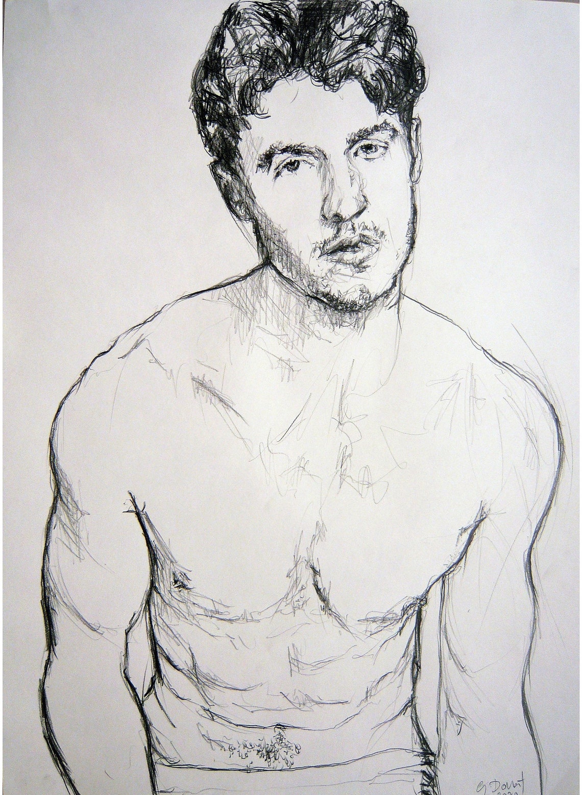 Original Drawing By Gustau Donat Homoerotic Drawing Male Etsy 