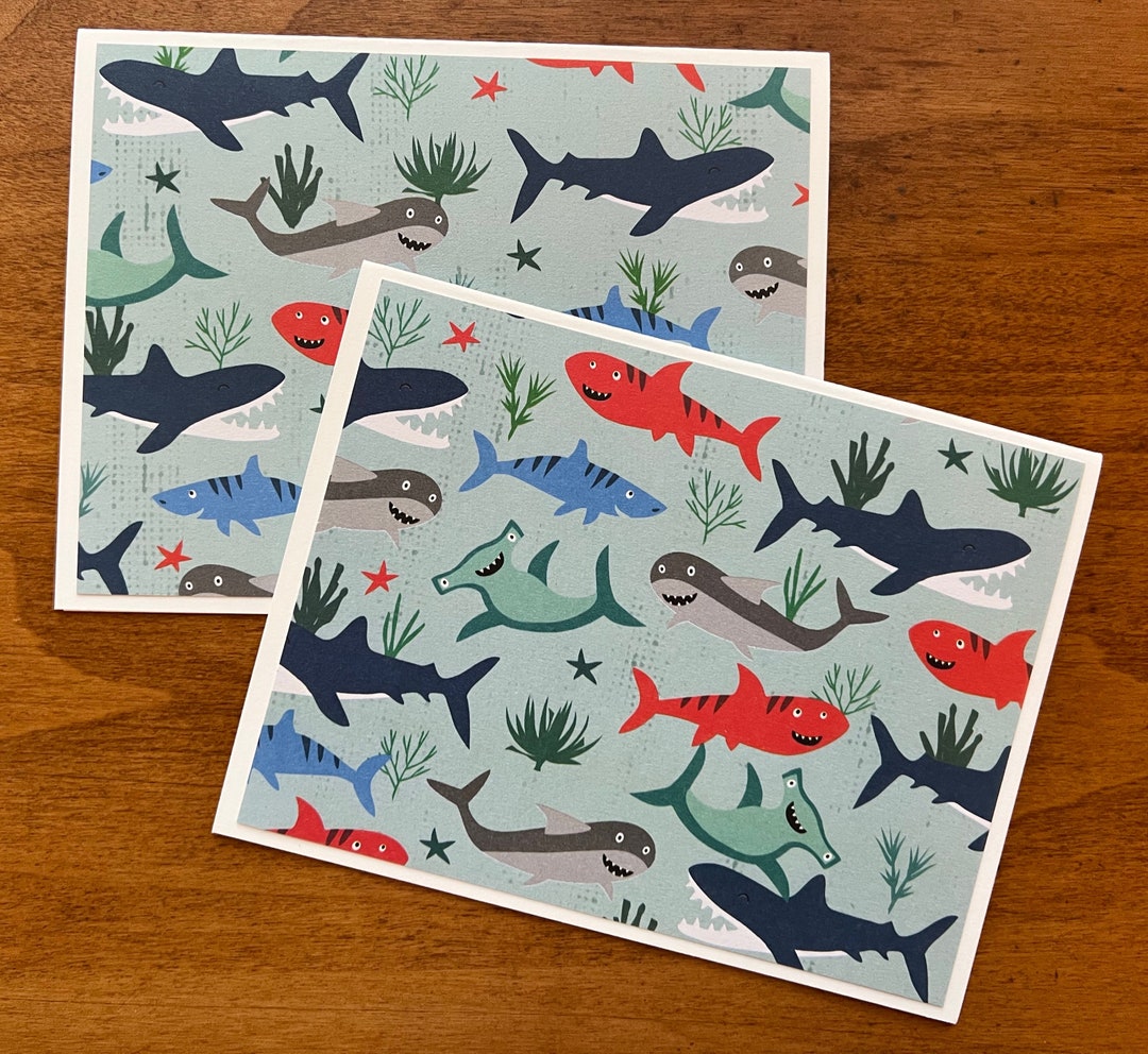 Cartoon | Sharks | Set of 5 | Note Cards - Etsy