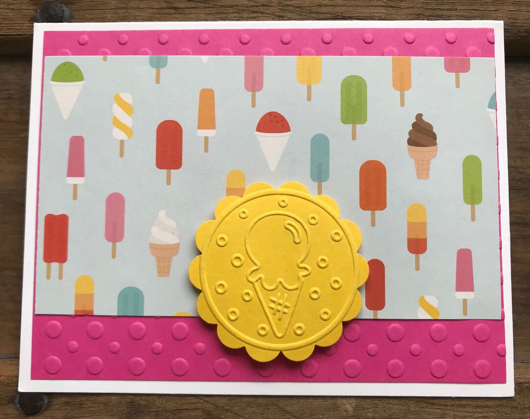 Ice Cream | Embossed | Blank Card | Any Occasion - Etsy