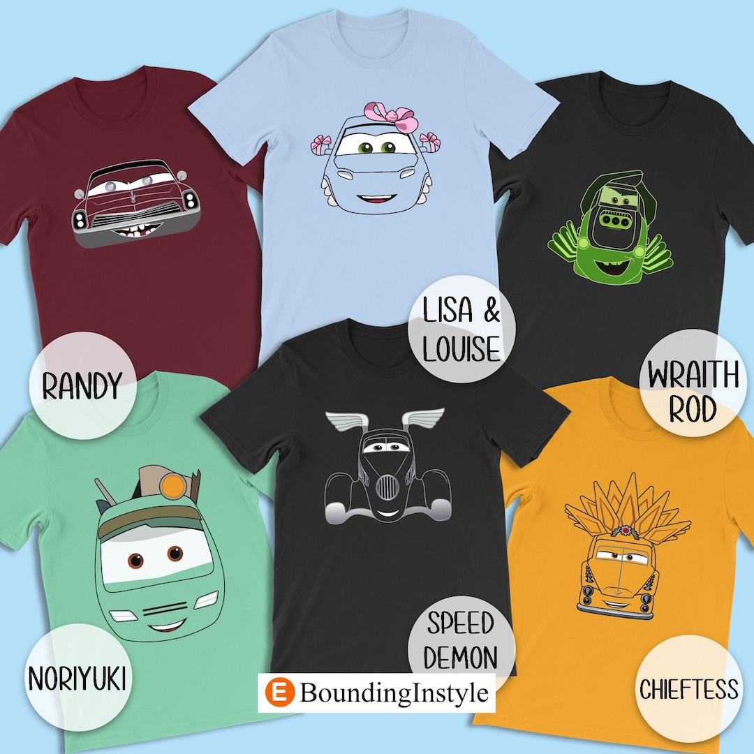 Cars on the Road T-shirt, Cars Character Face Group Shirt, Family ...