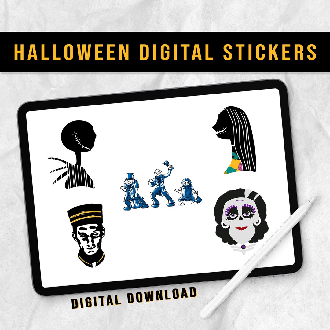 Haunted Halloween Digital Sticker Pack, Cartoon PNG Files for Download ...