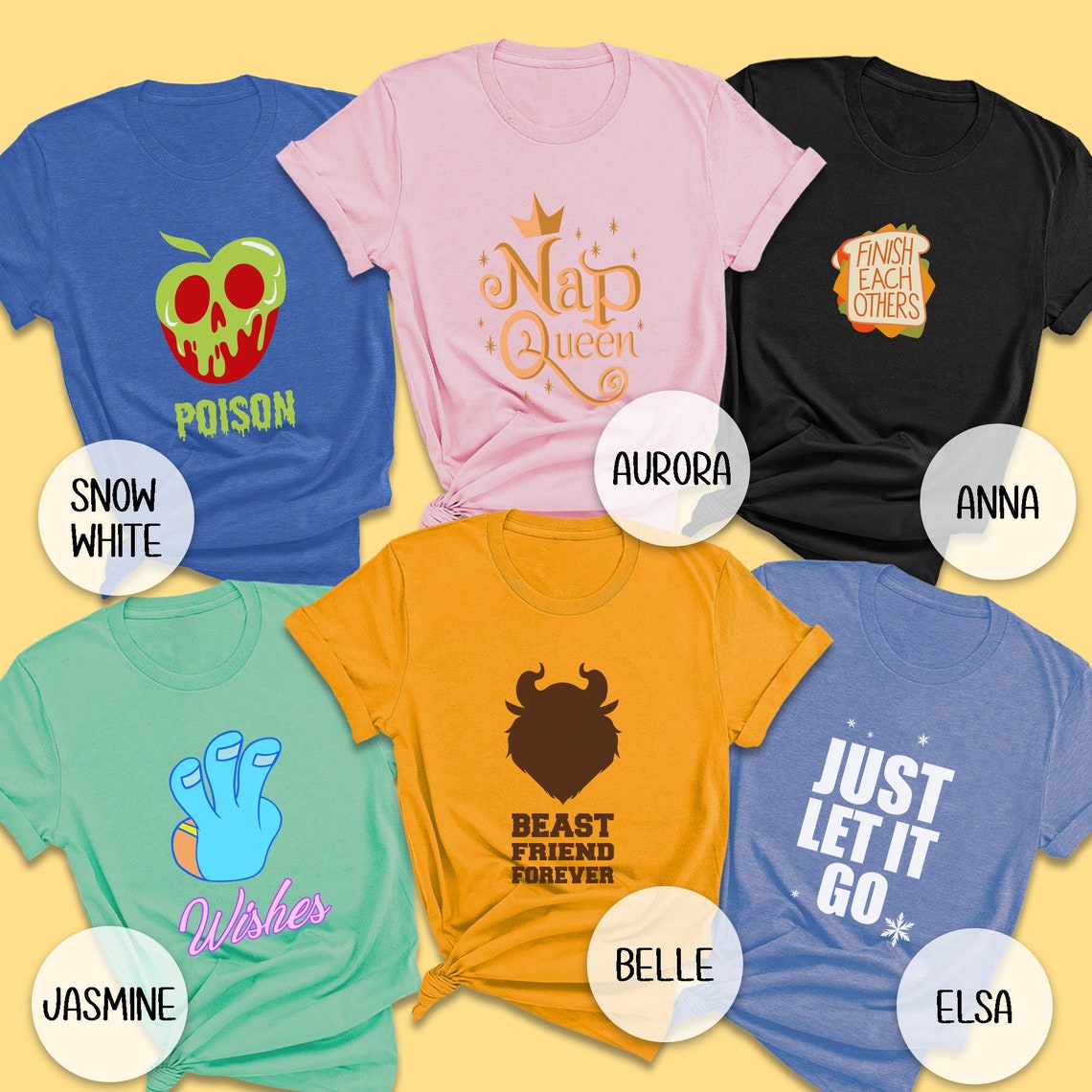 Disney Princess Group Shirts Disney Character Matching - Etsy