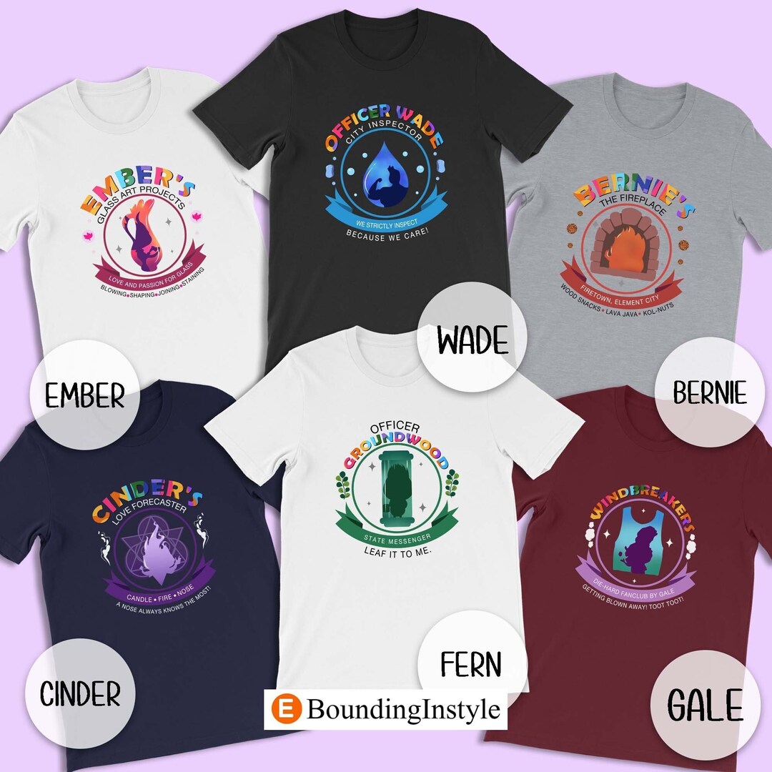 Elemental 2023 Logo Shirts, Element City Water, Earth, Fire, and Air ...