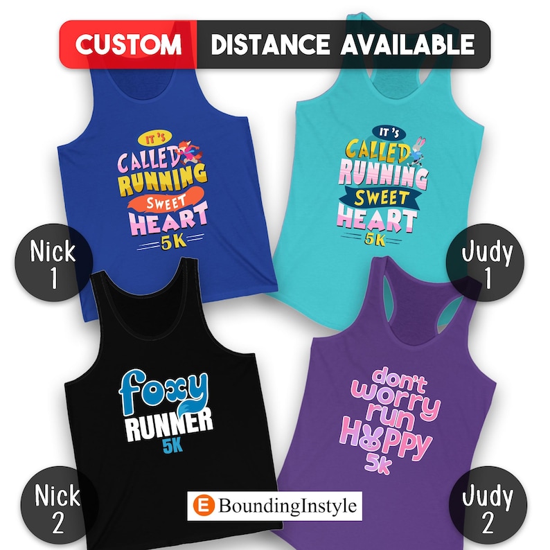 Zootopia Running Costume, Nick and Judy Tank Tops, Rundisney Springtime ...