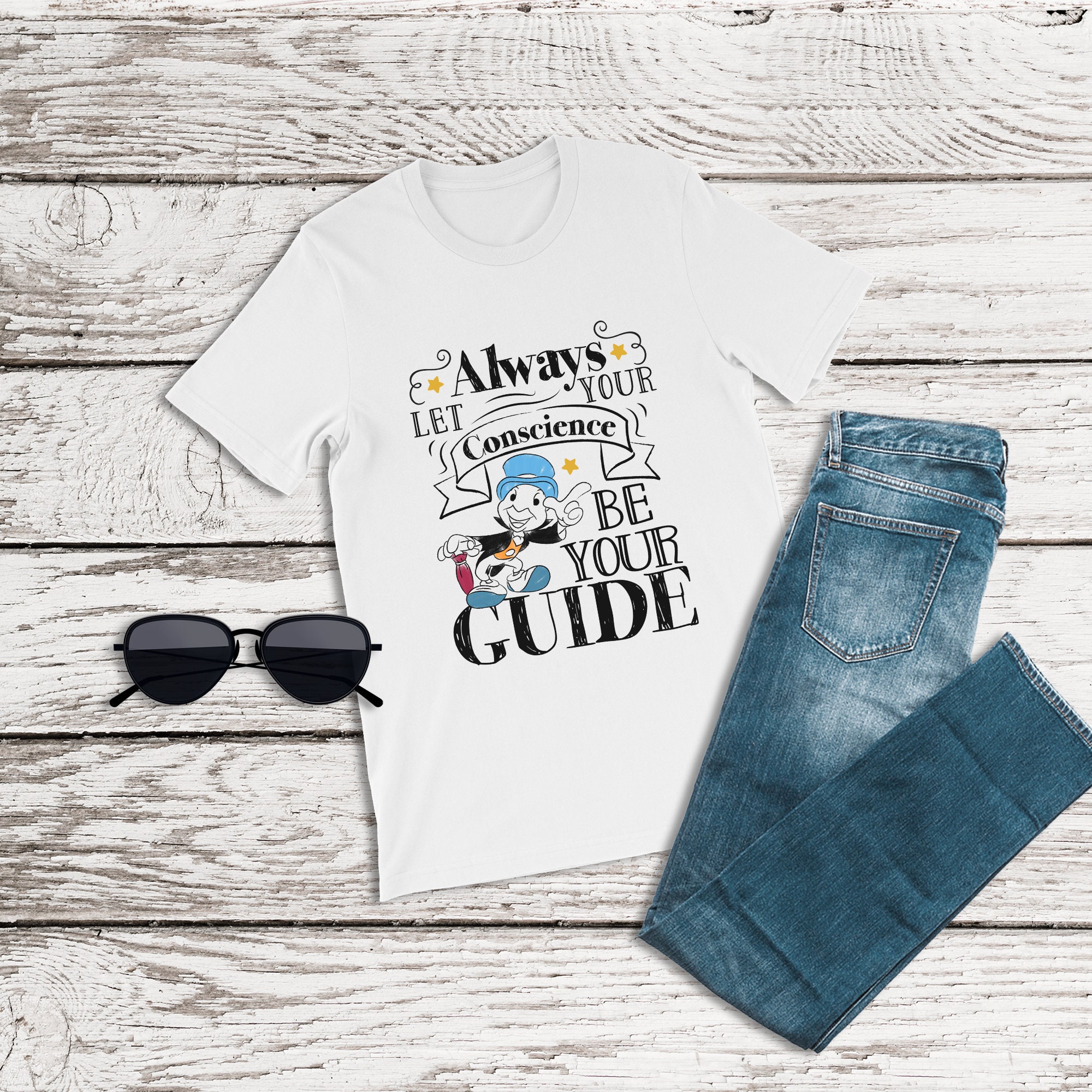 Pinocchio Shirt, Always Let Your Conscience Be Your Guide, Jiminy ...