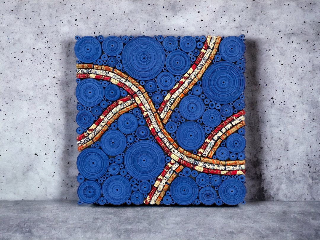 Abstract Quilling Wall Art, Blue Quilling Art, 1st Anniversary Gift ...