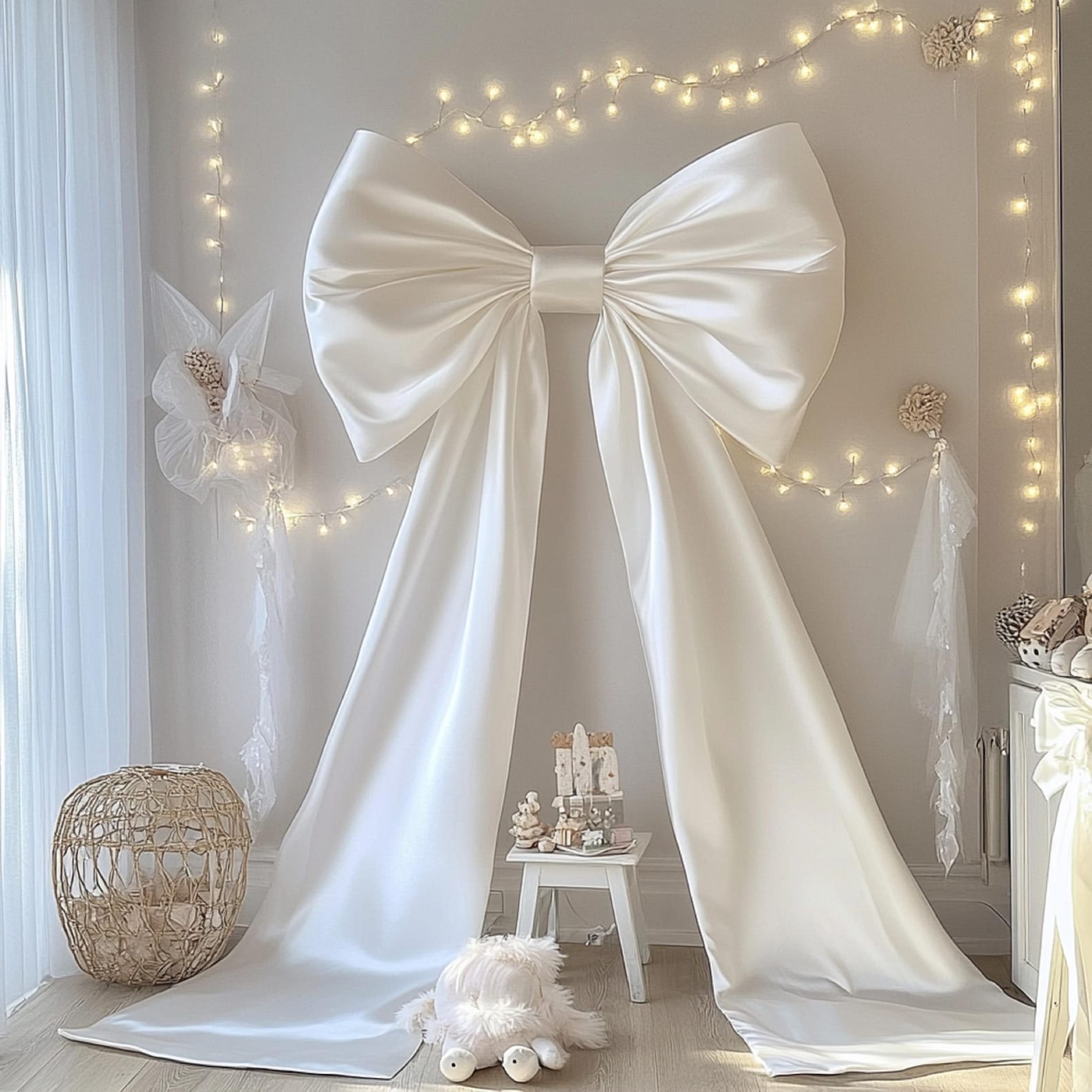 Off-white Satin Bow Large Wall Bow Bedroom Event Bow Wedding and Event ...