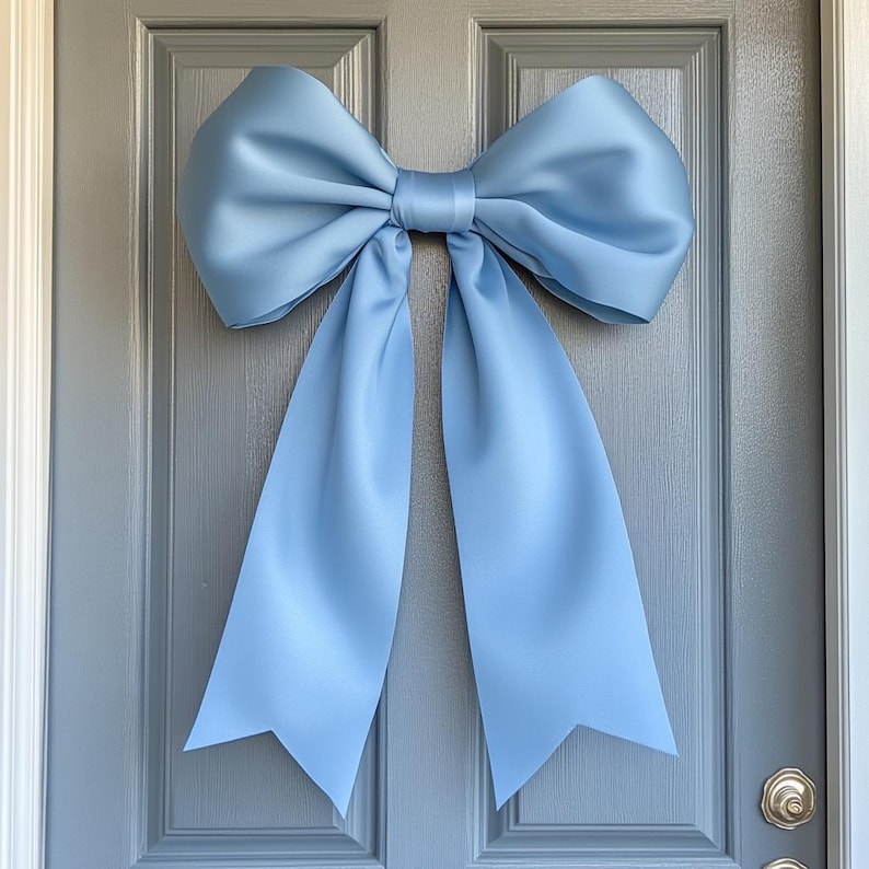 Blue Satin Bow Wedding Decor Nursery Decor Light Blue Bow Newborn Baby ...