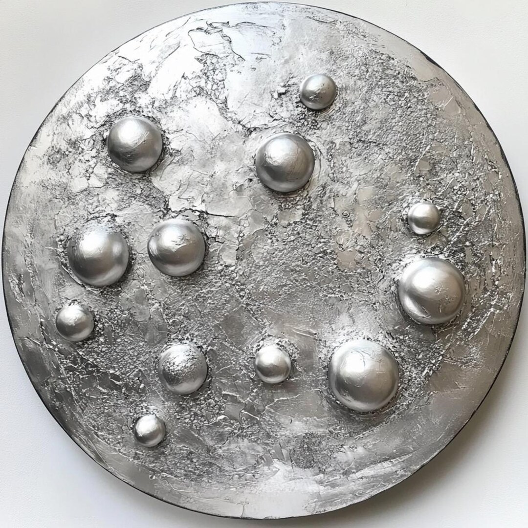 Silver Textured Painting Silver 3D Spheres Texture Wall Art Oversized ...