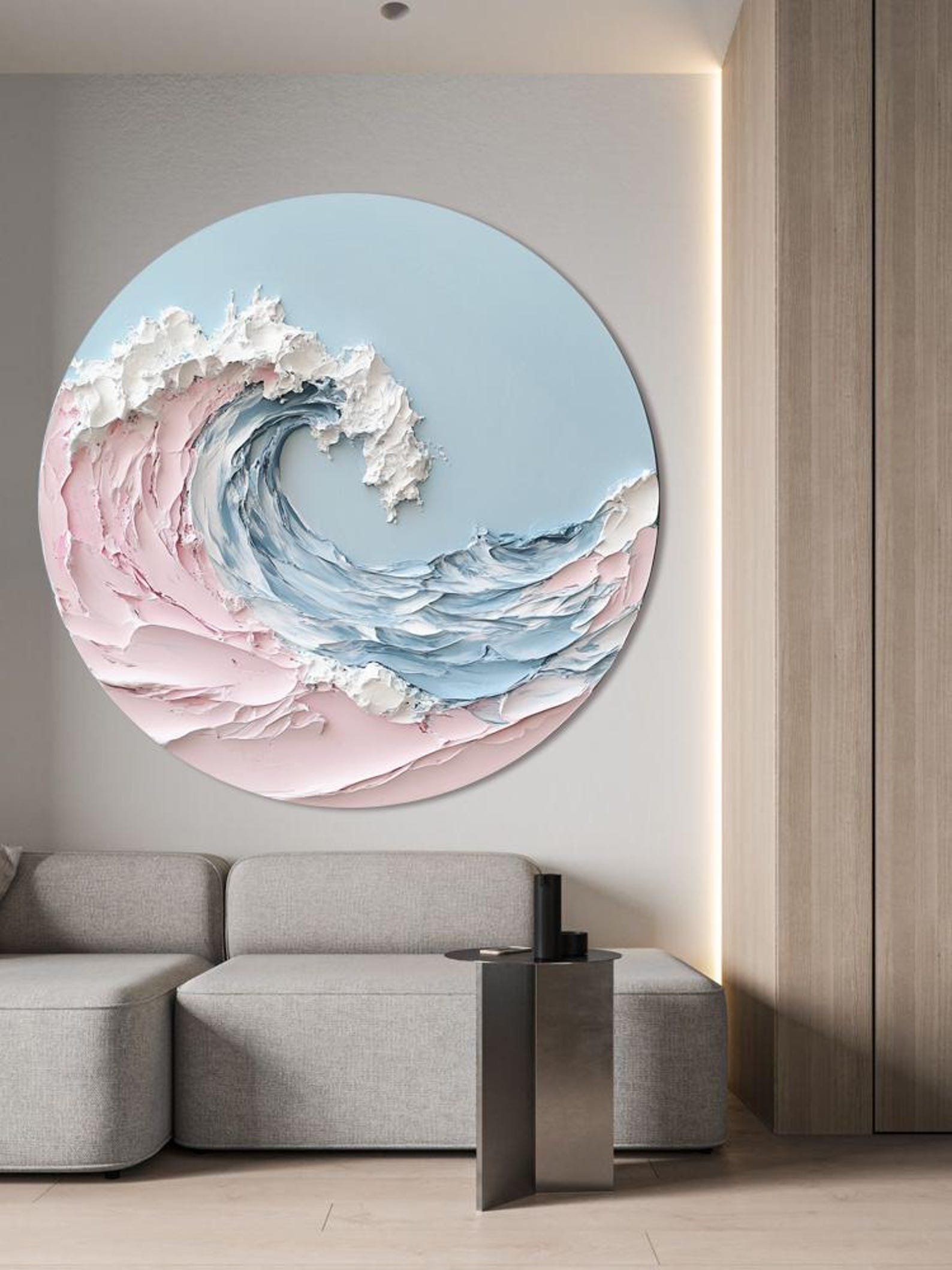 Circular Plaster Art Round 3D Art Circular Wall Art Textured Plaster ...