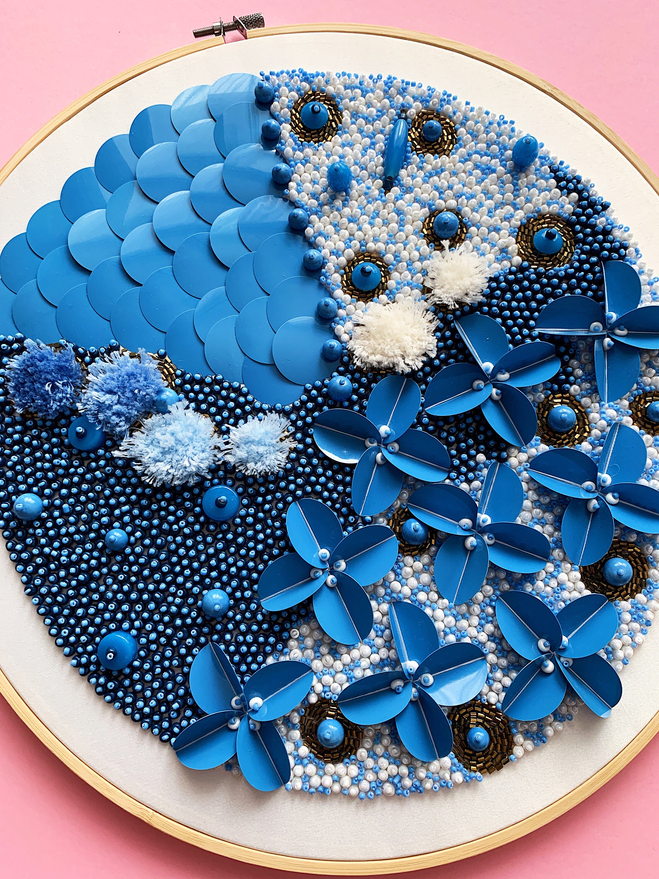 Large Abstract Embroidery sky 3d Beaded - Etsy UK