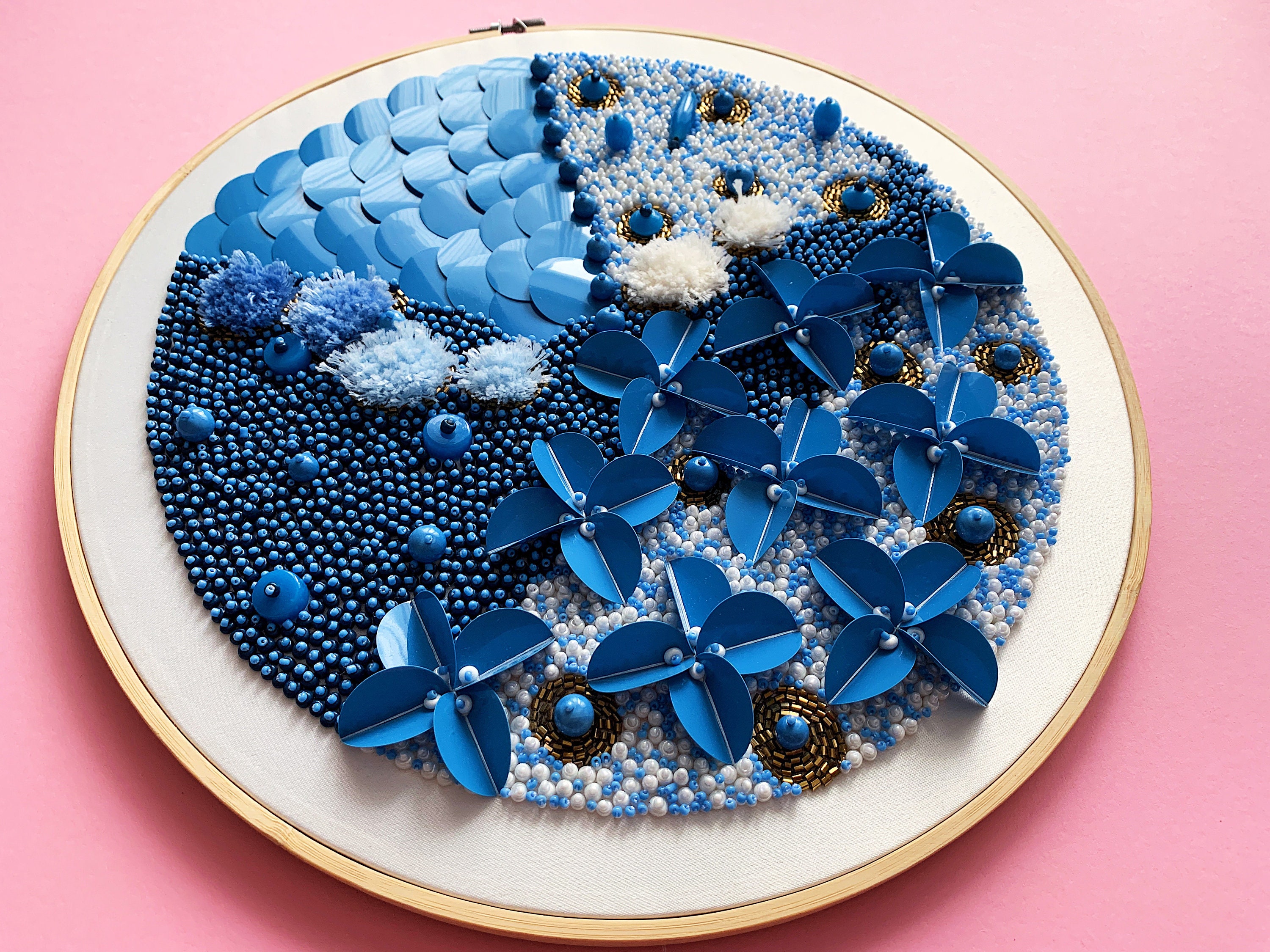 Large Abstract Embroidery sky 3d Beaded - Etsy UK