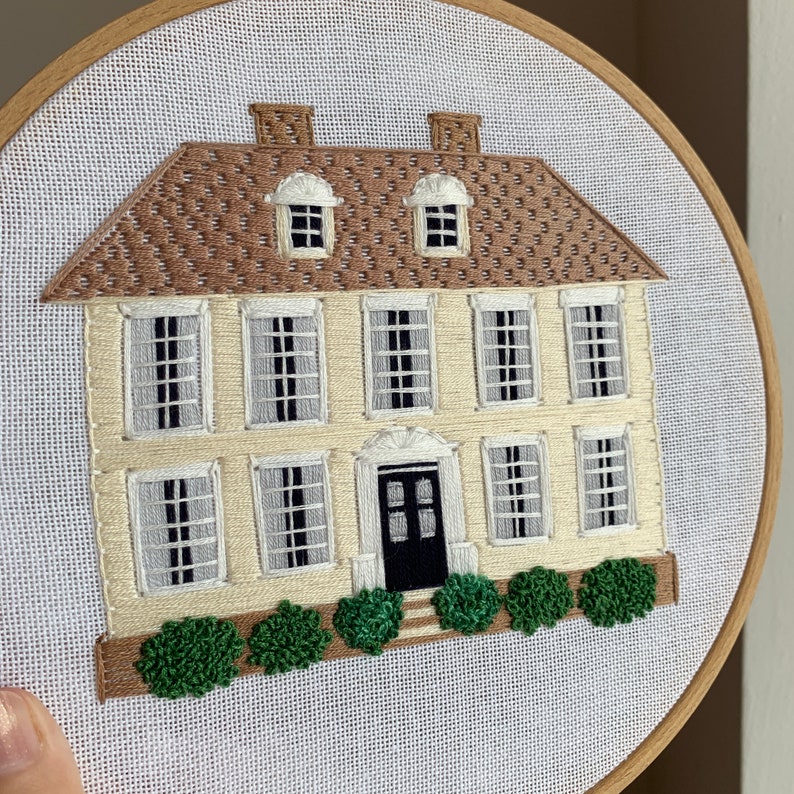 Embroidered House Portrait Custom Hand Embroidered Home Personalized ...