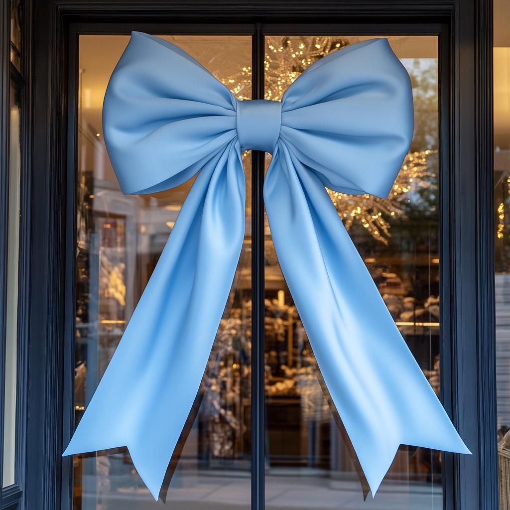 Blue Satin Bow Wedding Decor Nursery Decor Light Blue Bow Newborn Baby ...