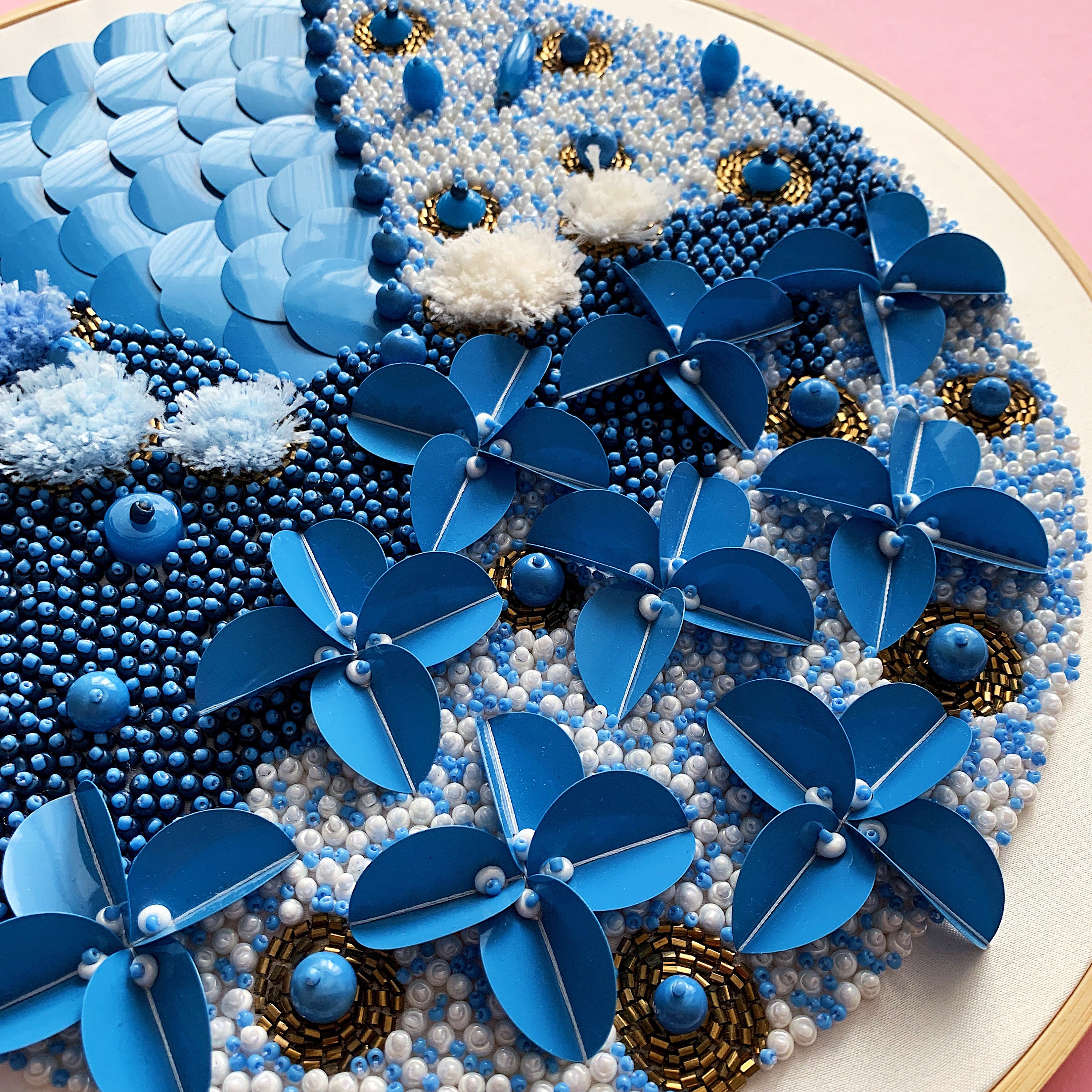 Large Abstract Embroidery sky 3d Beaded - Etsy UK