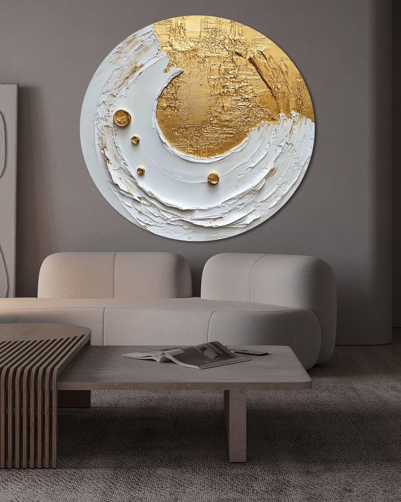 3d Plaster Wall Art Gold and White Textured Art Large Textured Art ...