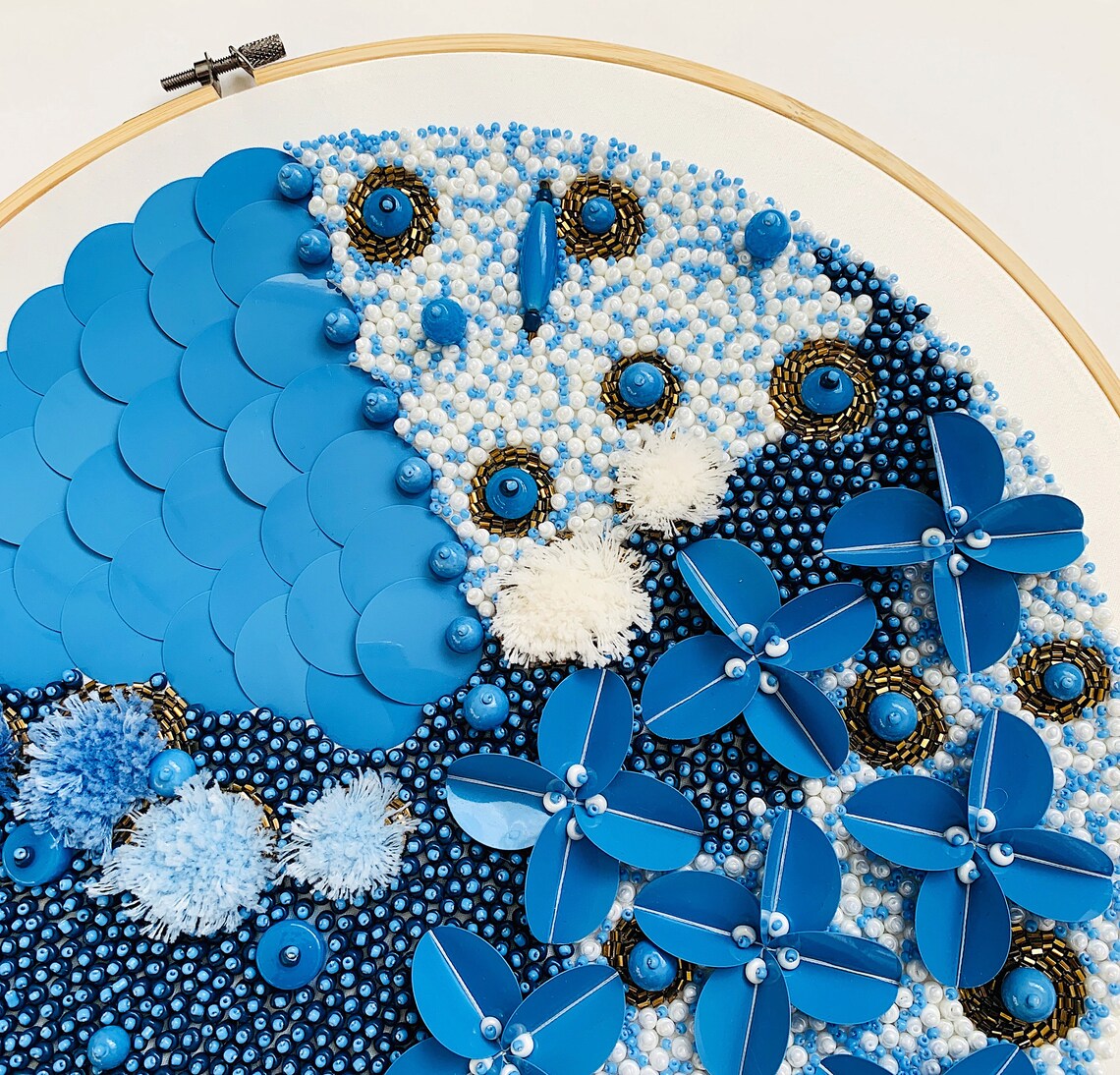 Large abstract embroidery Sky 3d beaded | Etsy