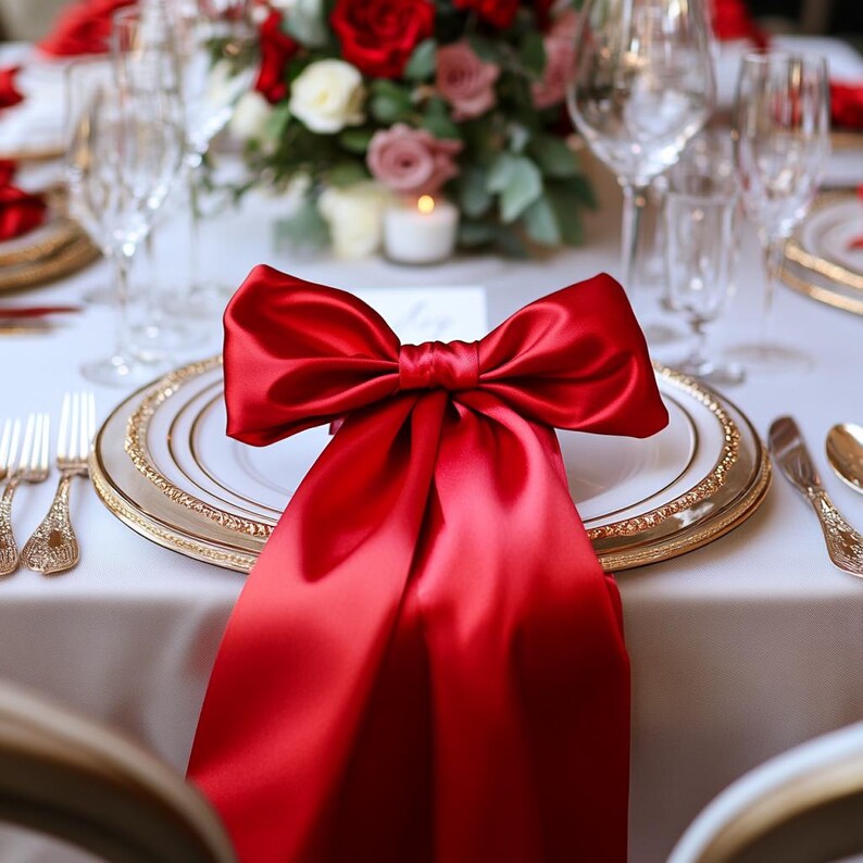 Red Satin Bow Bow Party Decor Bow Decorations for Room Bow Backdrop ...