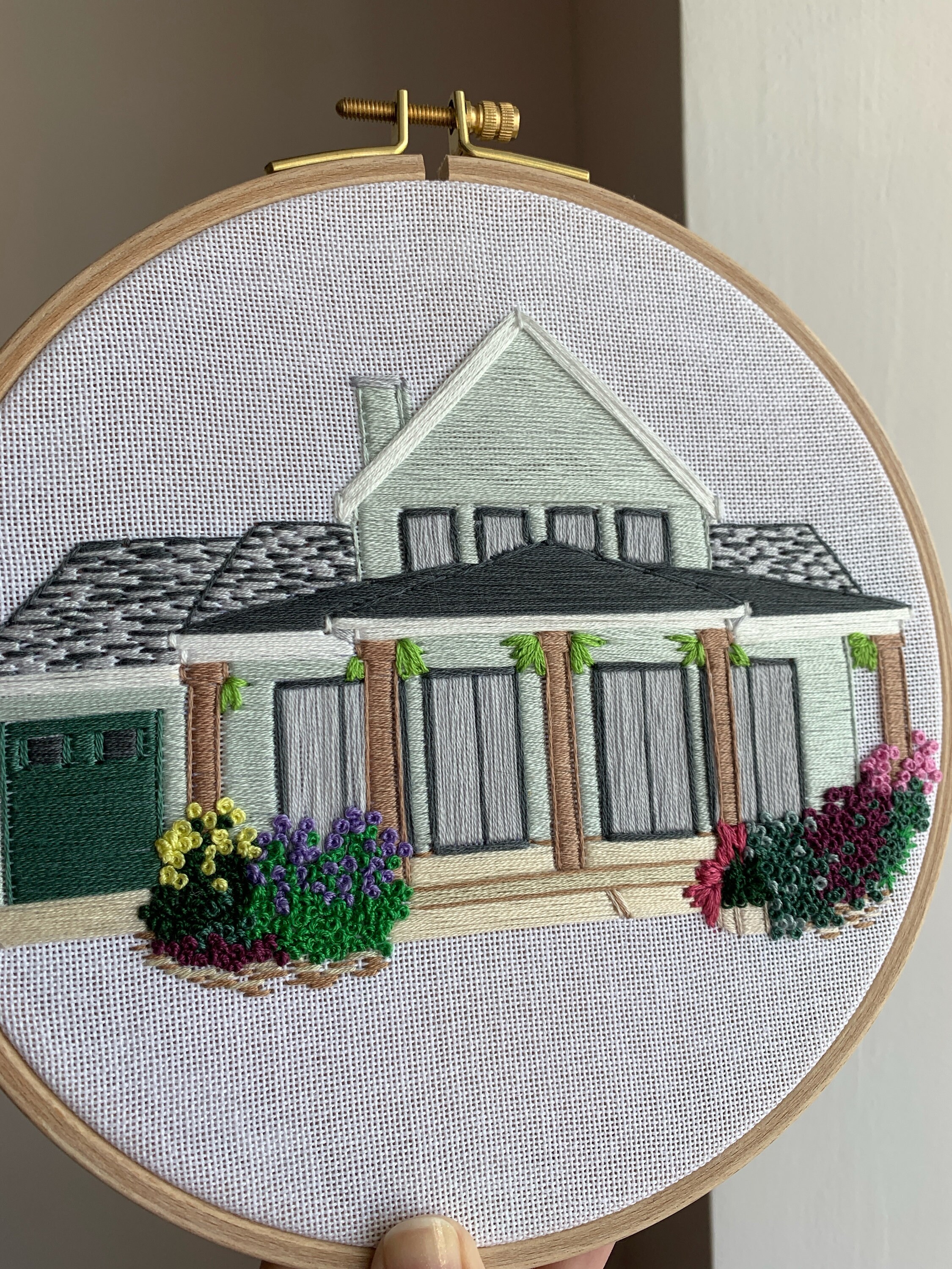 Hand Stitched House Portrait Custom House Embroidery Home Portrait From ...