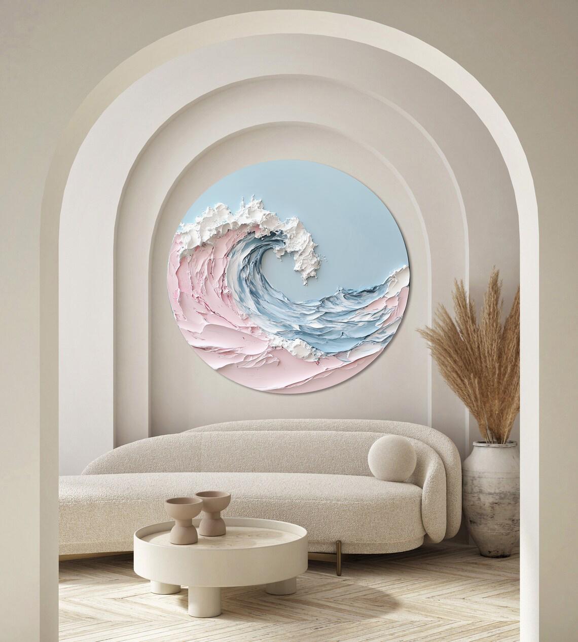 Circular Plaster Art Round 3D Art Circular Wall Art Textured Plaster ...