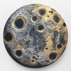 Moon Wall Art Circular Plaster Wall Art Sculptural Round 3D Artwork ...