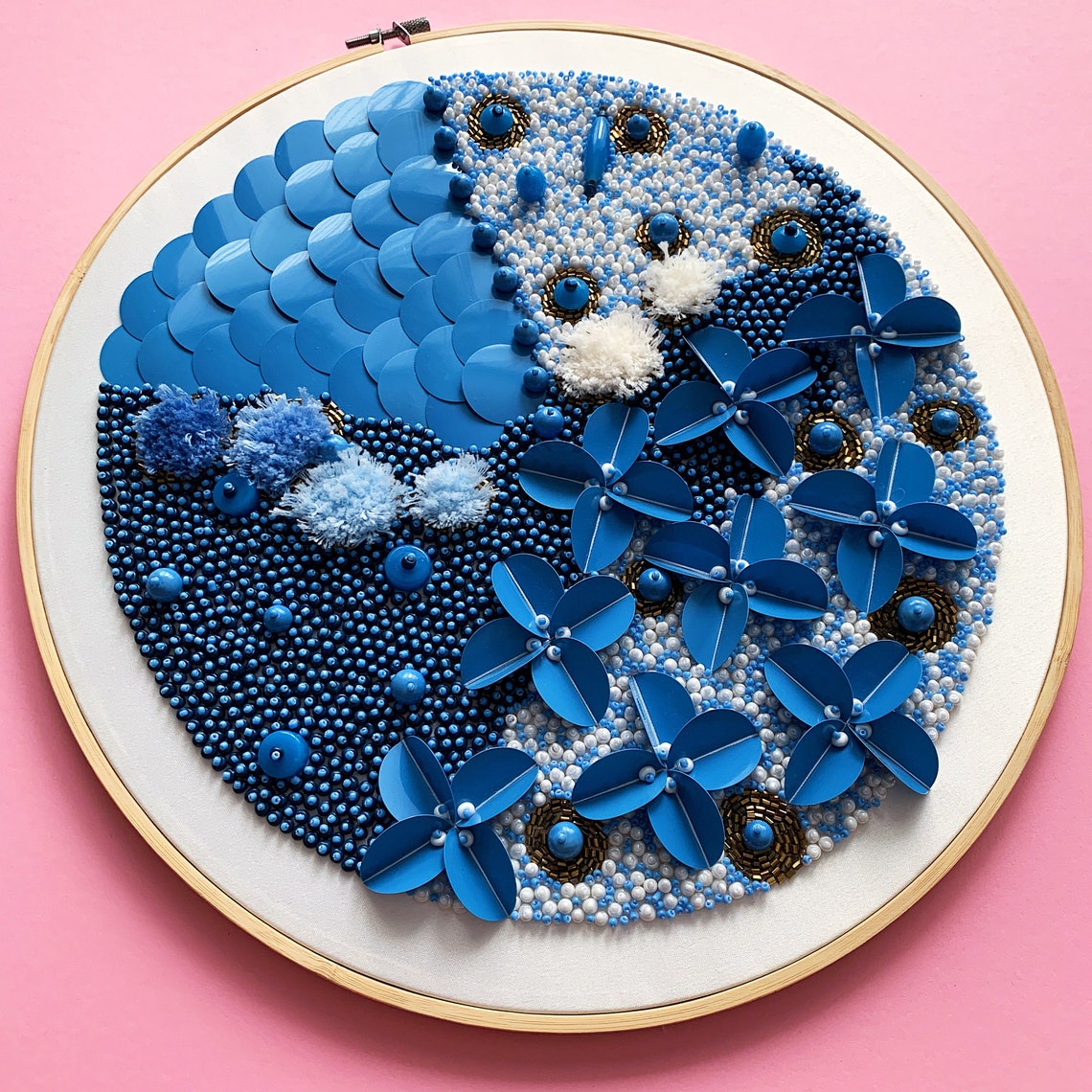 Large Abstract Embroidery sky 3d Beaded - Etsy UK