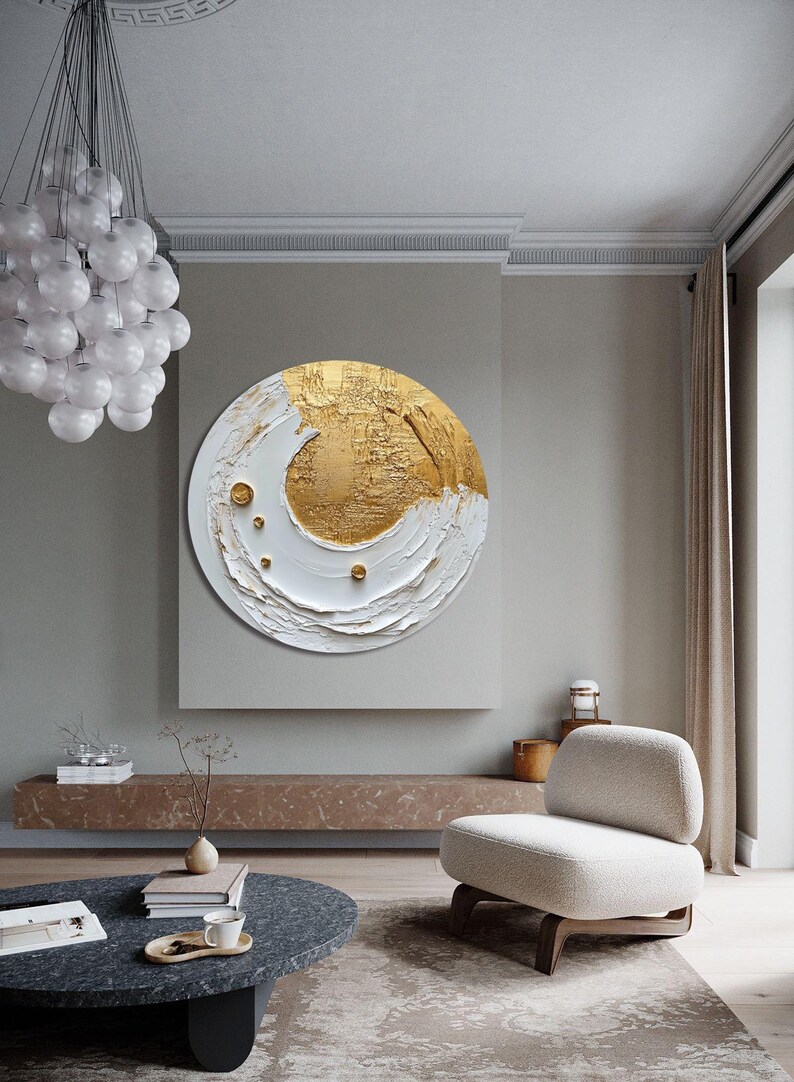 3d Plaster Wall Art Gold and White Textured Art Large Textured Art ...