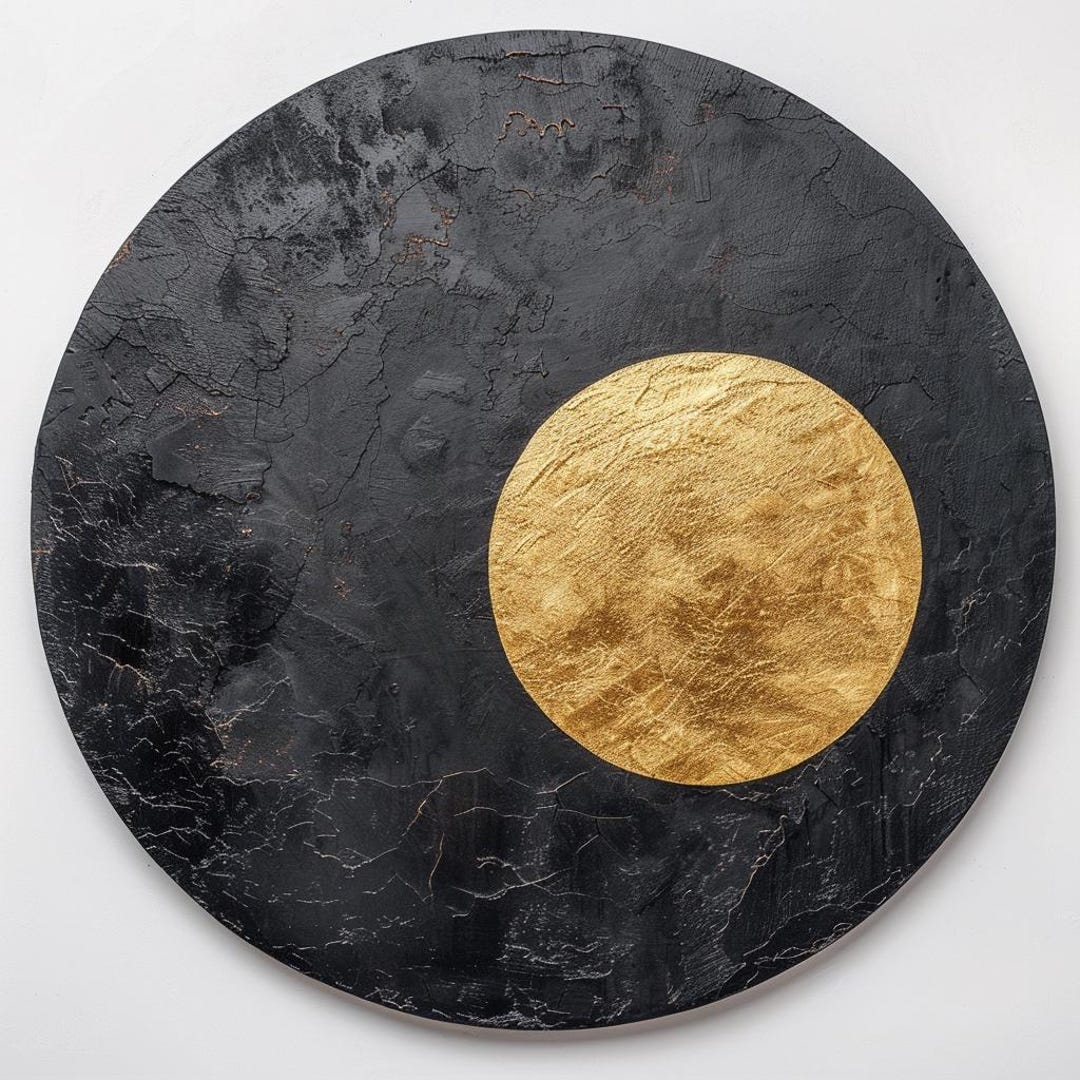 Circle Textured Wall Art Round Black Textured Art Wabi Sabi Japandi ...
