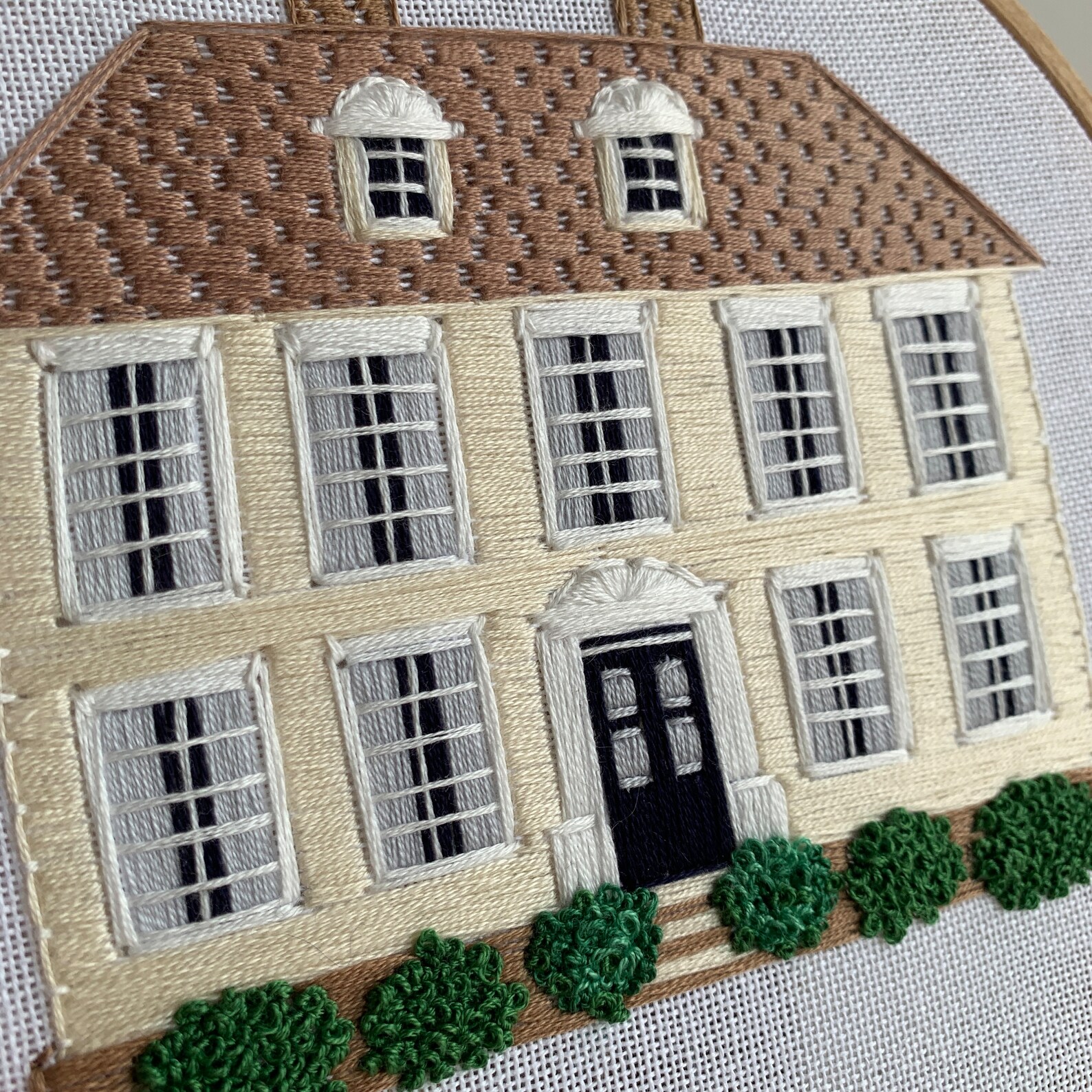 Embroidered House Portrait Custom Hand Embroidered Home Personalized ...