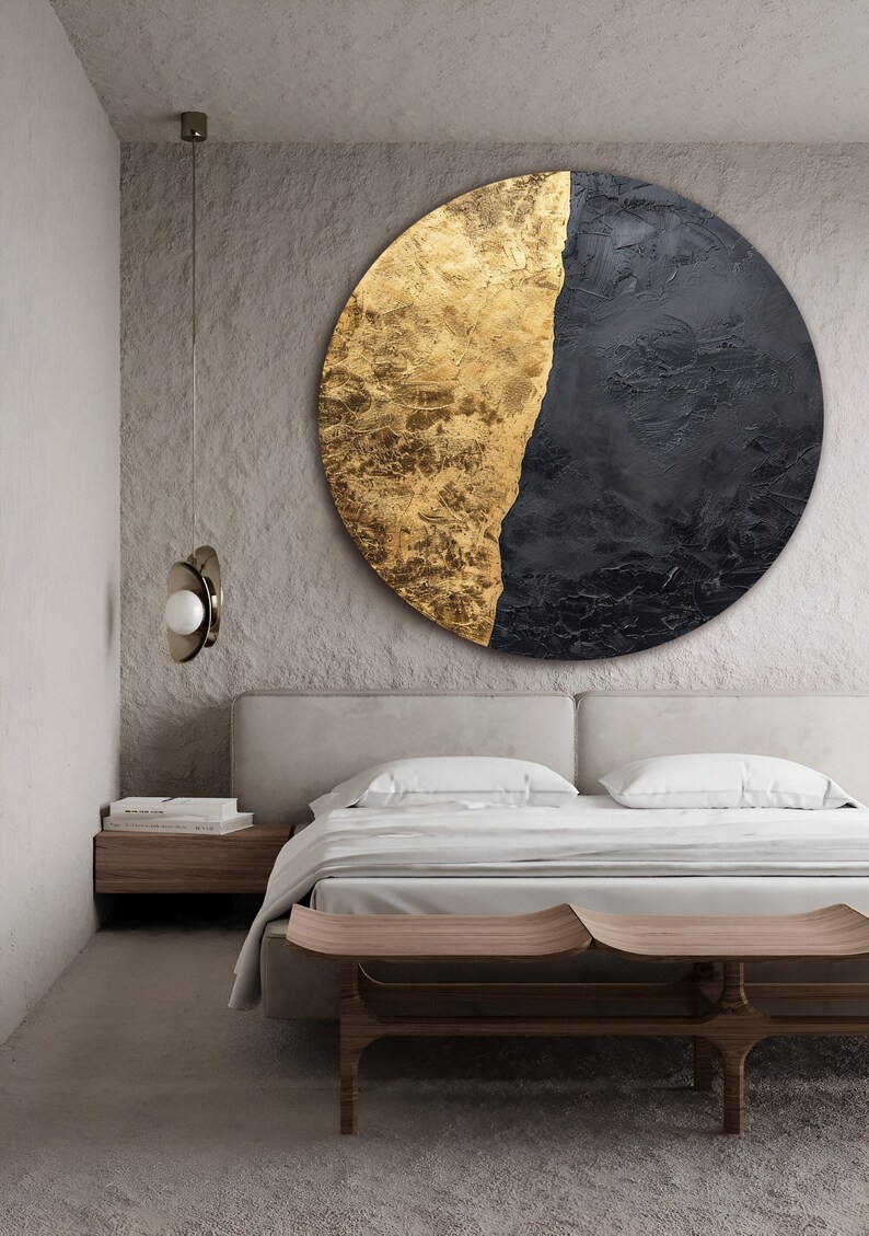 Black Abstract Wall Art Black 3D Texture Painting Black Plaster Wall ...