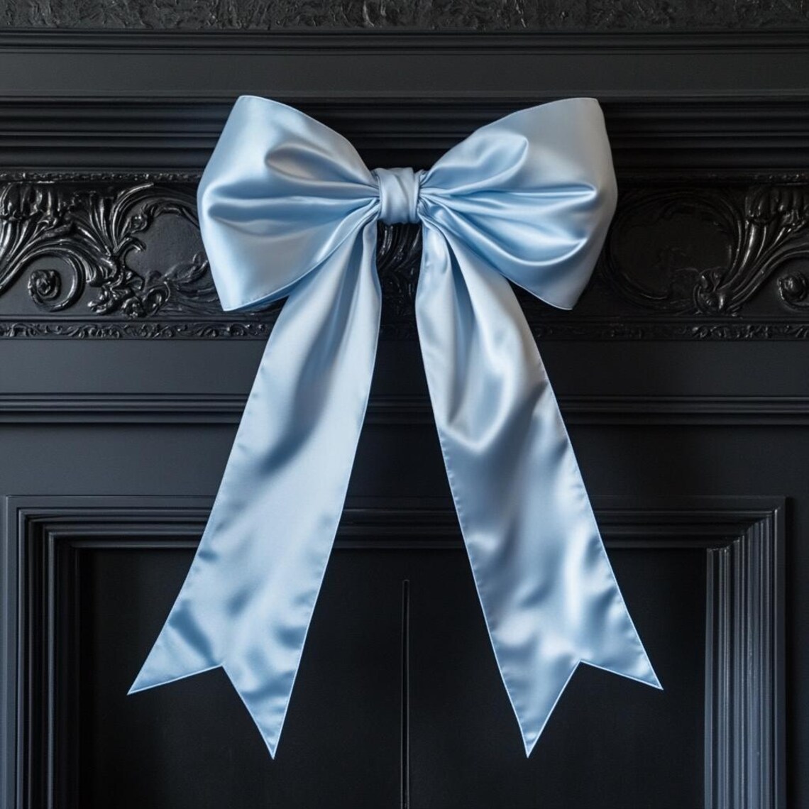 Blue Satin Bow Wedding Decor Nursery Decor Light Blue Bow Newborn Baby ...