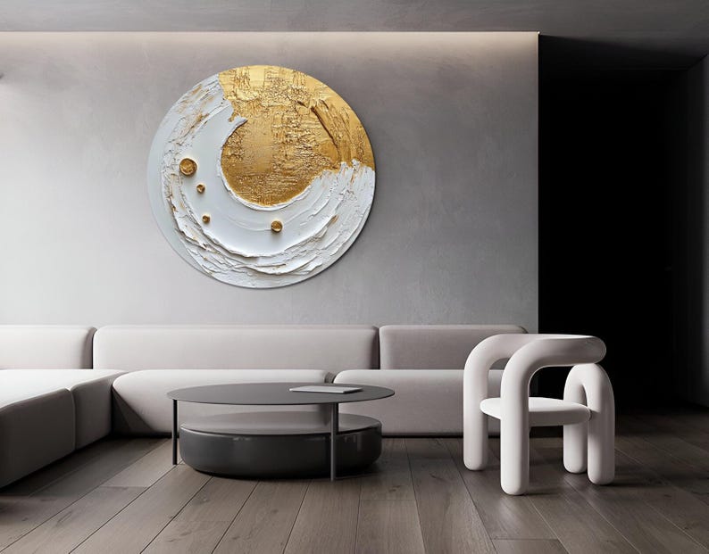 3d Plaster Wall Art Gold and White Textured Art Large Textured Art ...