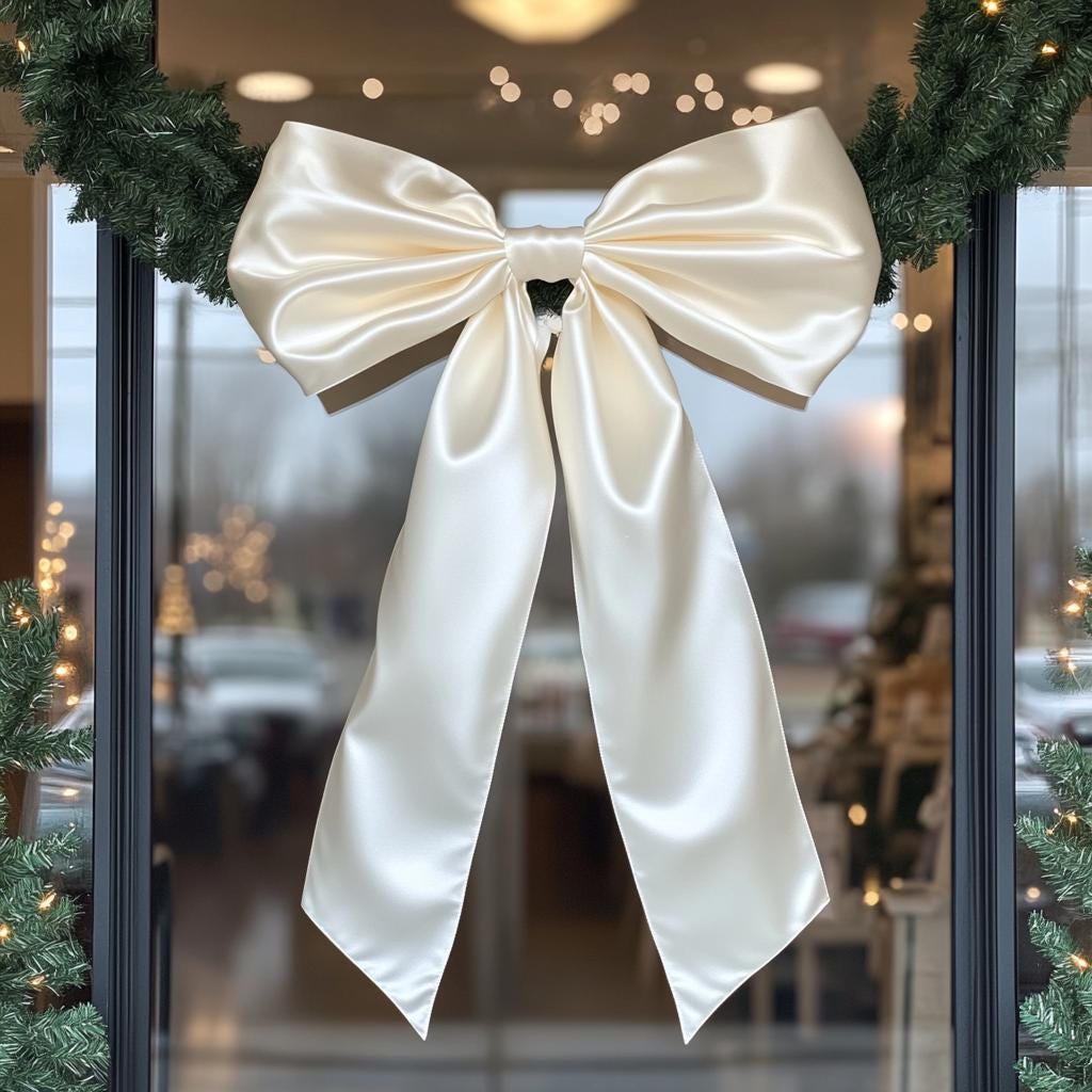 Off-white Satin Bow Large Wall Bow Bedroom Event Bow Wedding and Event ...