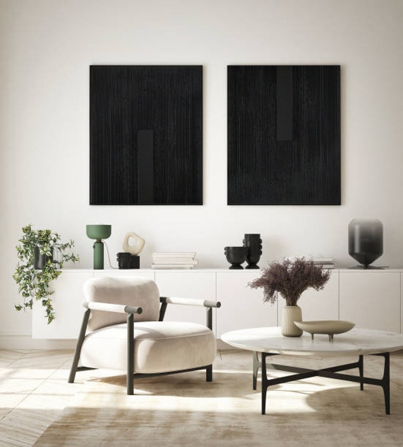 Set of 2 Black Plaster Pieces Rich Textured Plaster Art - Etsy