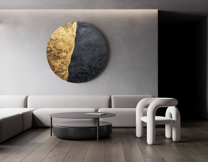 Black Abstract Wall Art Black 3D Texture Painting Black Plaster Wall ...