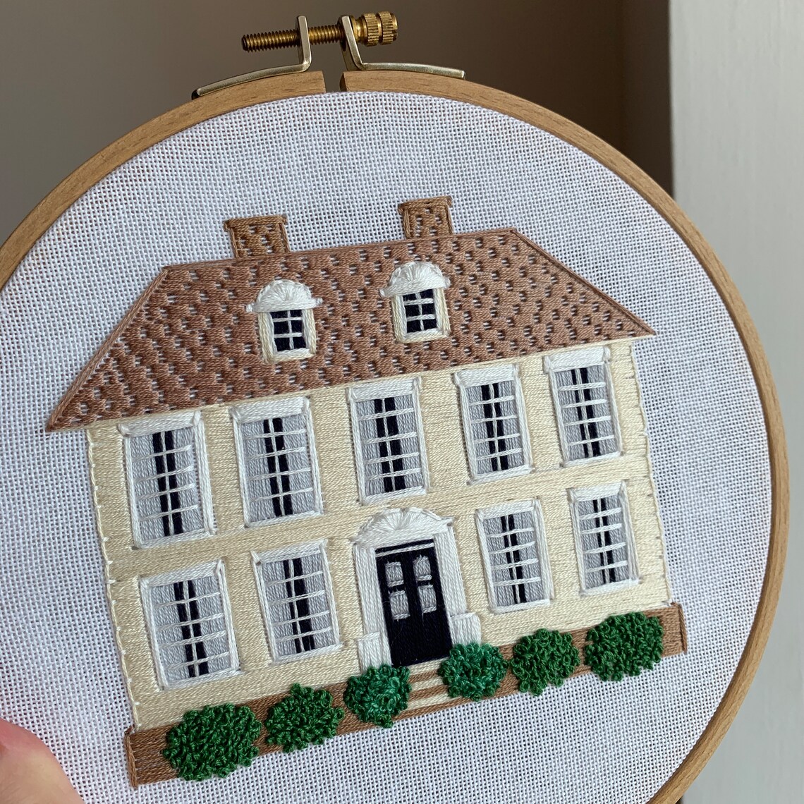 Embroidered House Portrait Custom Hand Embroidered Home Personalized ...