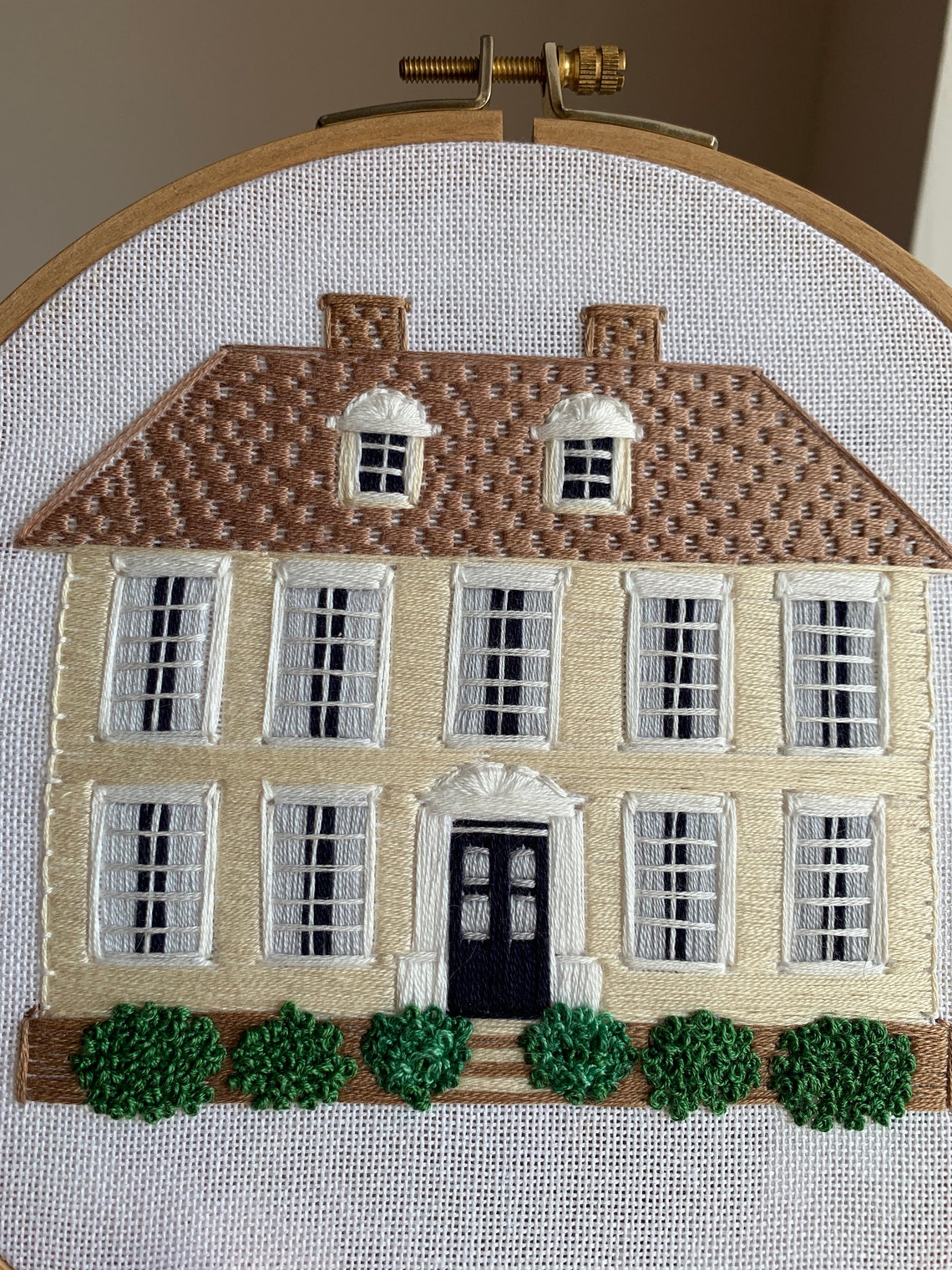 Embroidered House Portrait Custom Hand Embroidered Home Personalized ...