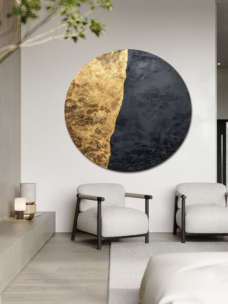 Black Abstract Wall Art Black 3D Texture Painting Black Plaster Wall ...