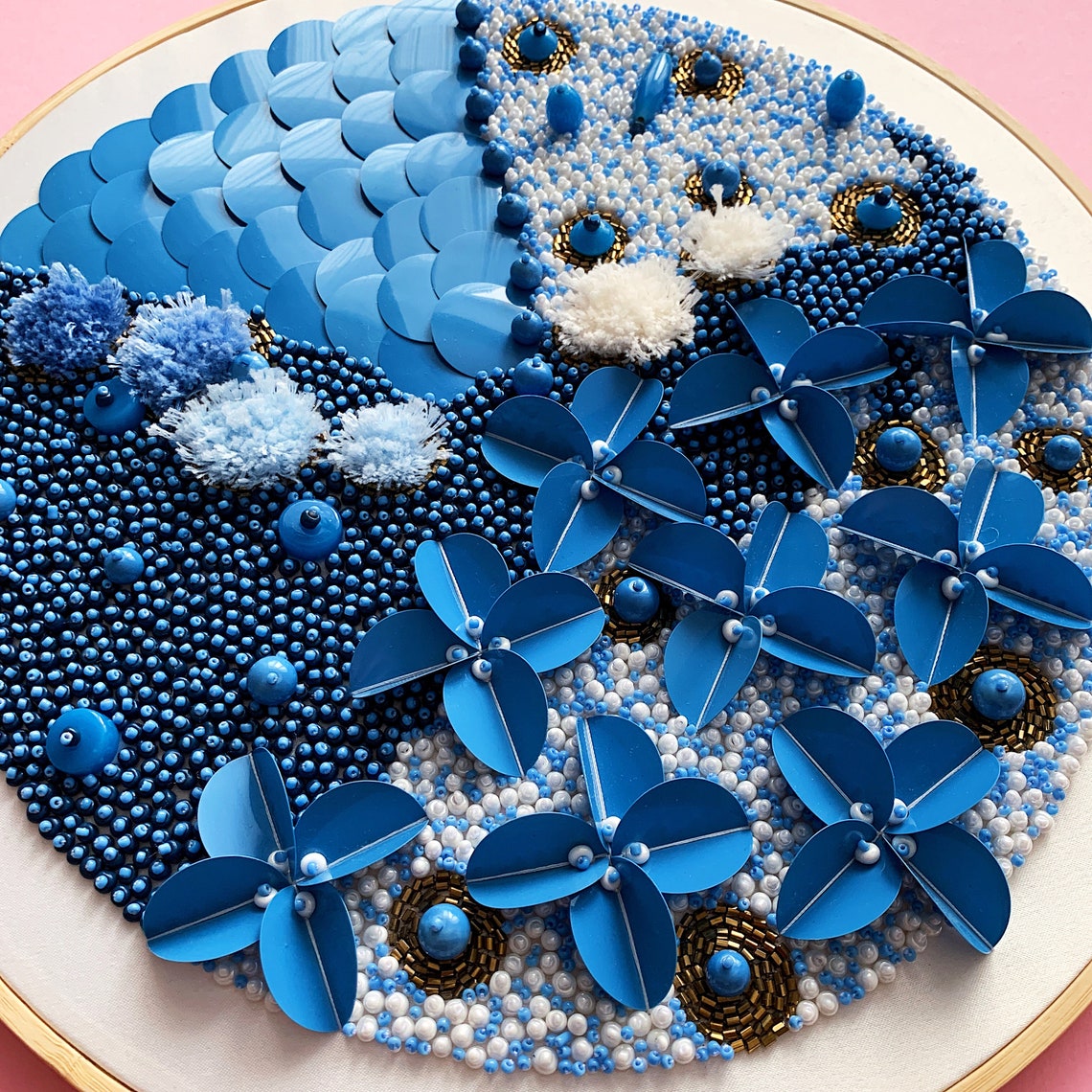 Large Abstract Embroidery sky 3d Beaded - Etsy UK