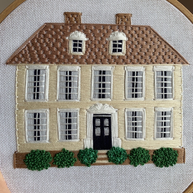 Embroidered House Portrait Custom Hand Embroidered Home Personalized ...