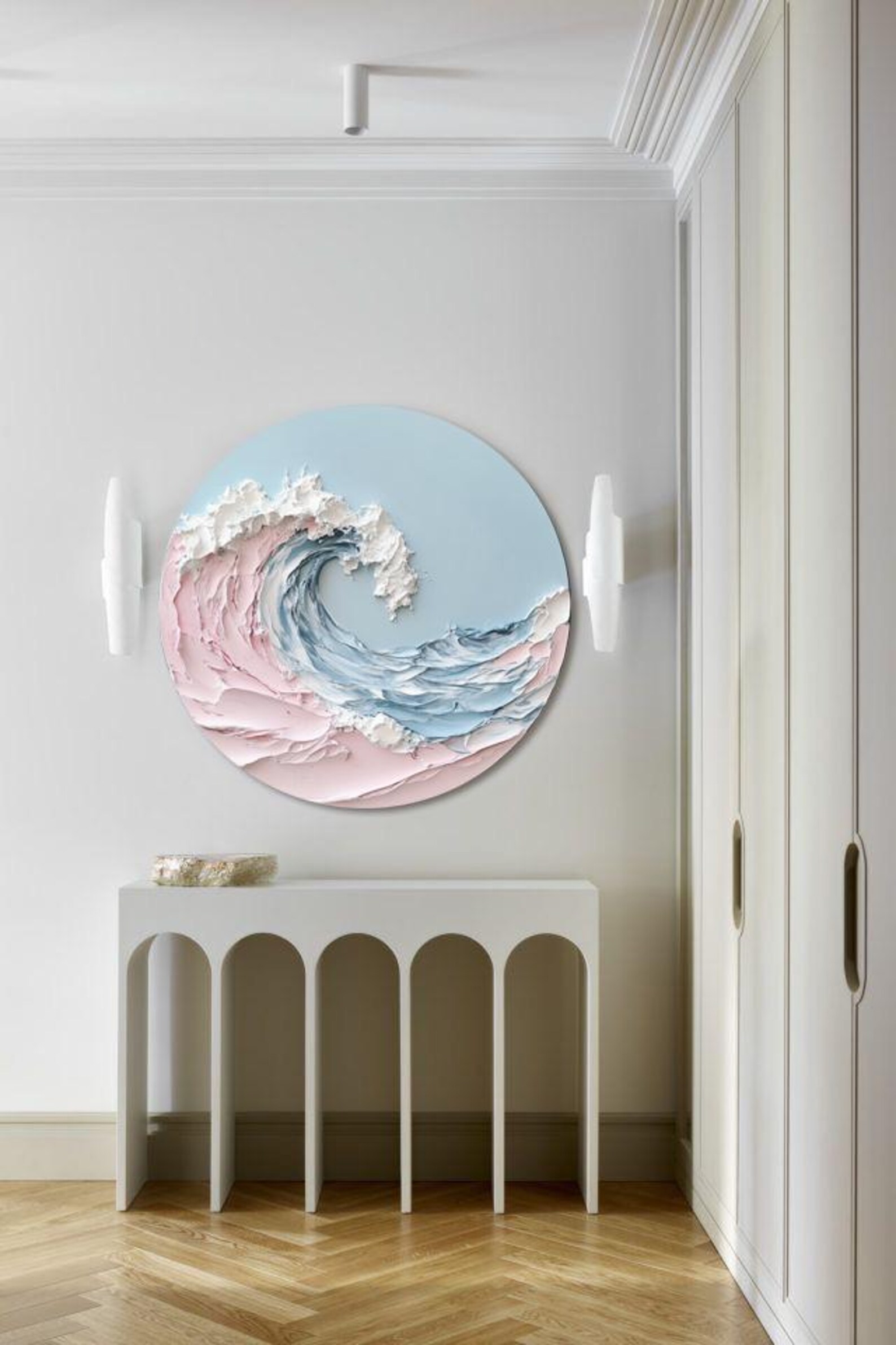 Circular Plaster Art Round 3D Art Circular Wall Art Textured Plaster ...
