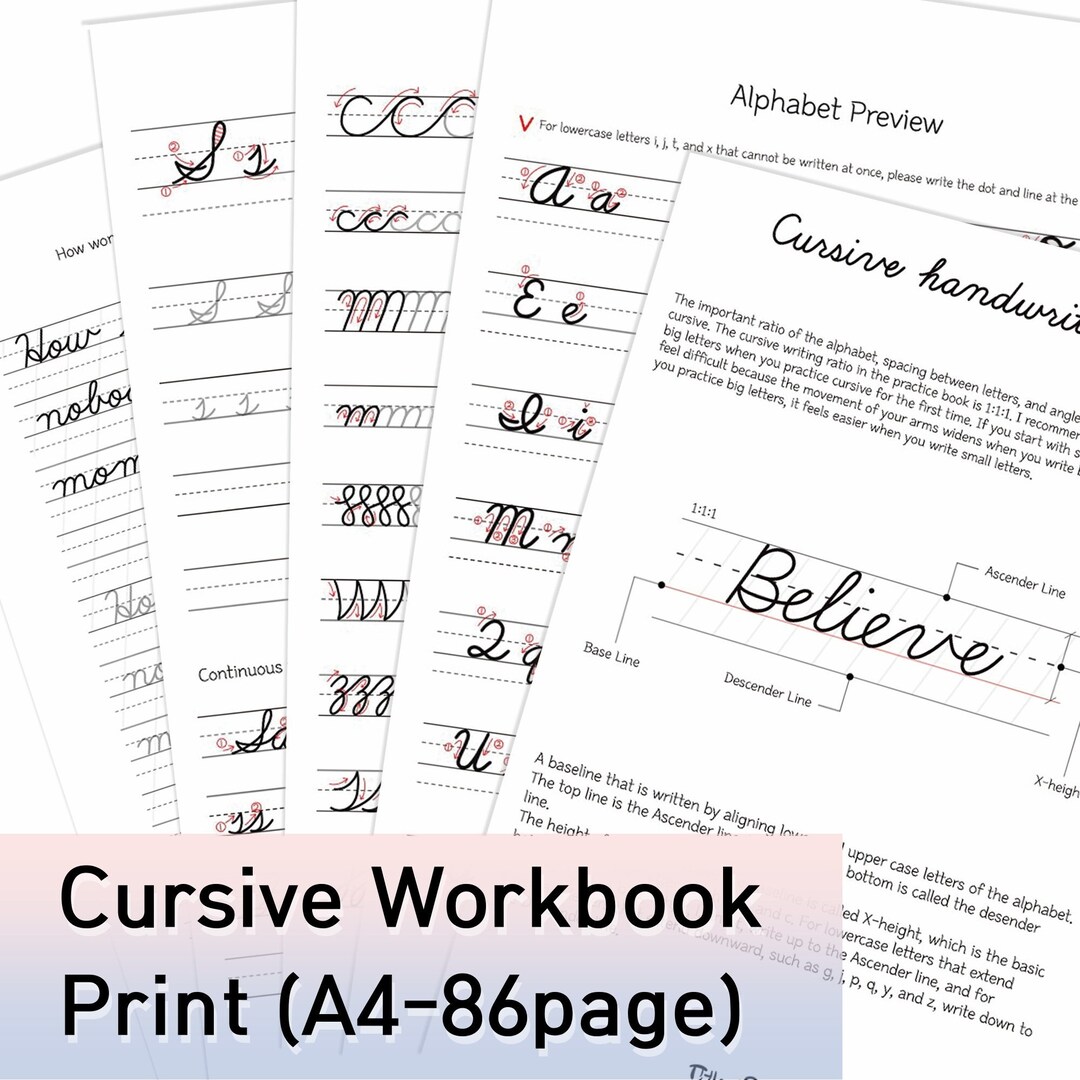Cursive Workbook, Practice Words, Handwriting Pratice, Printable ...