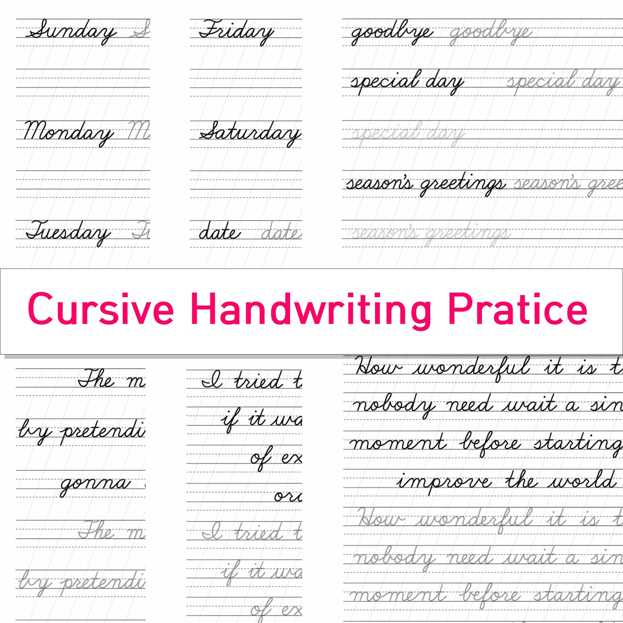 Cursive Workbook, Practice Words, Handwriting Pratice, Printable ...