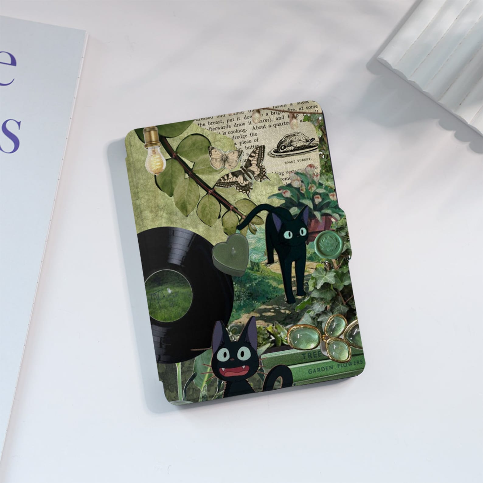 Green Black Cat Cute Kindle Case Custom for Paperwhite 1/2/3/4, Kindle ...