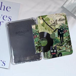 Green Black Cat Cute Kindle Case Custom for Paperwhite 1/2/3/4, Kindle ...