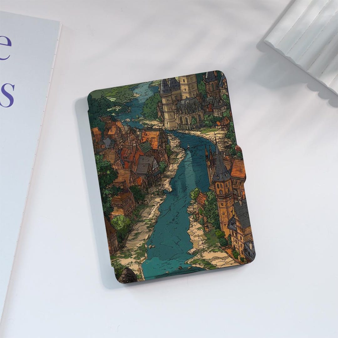 Town Scenery Painting Kindle Case Custom for Paperwhite 1/2/3/4, Kindle ...